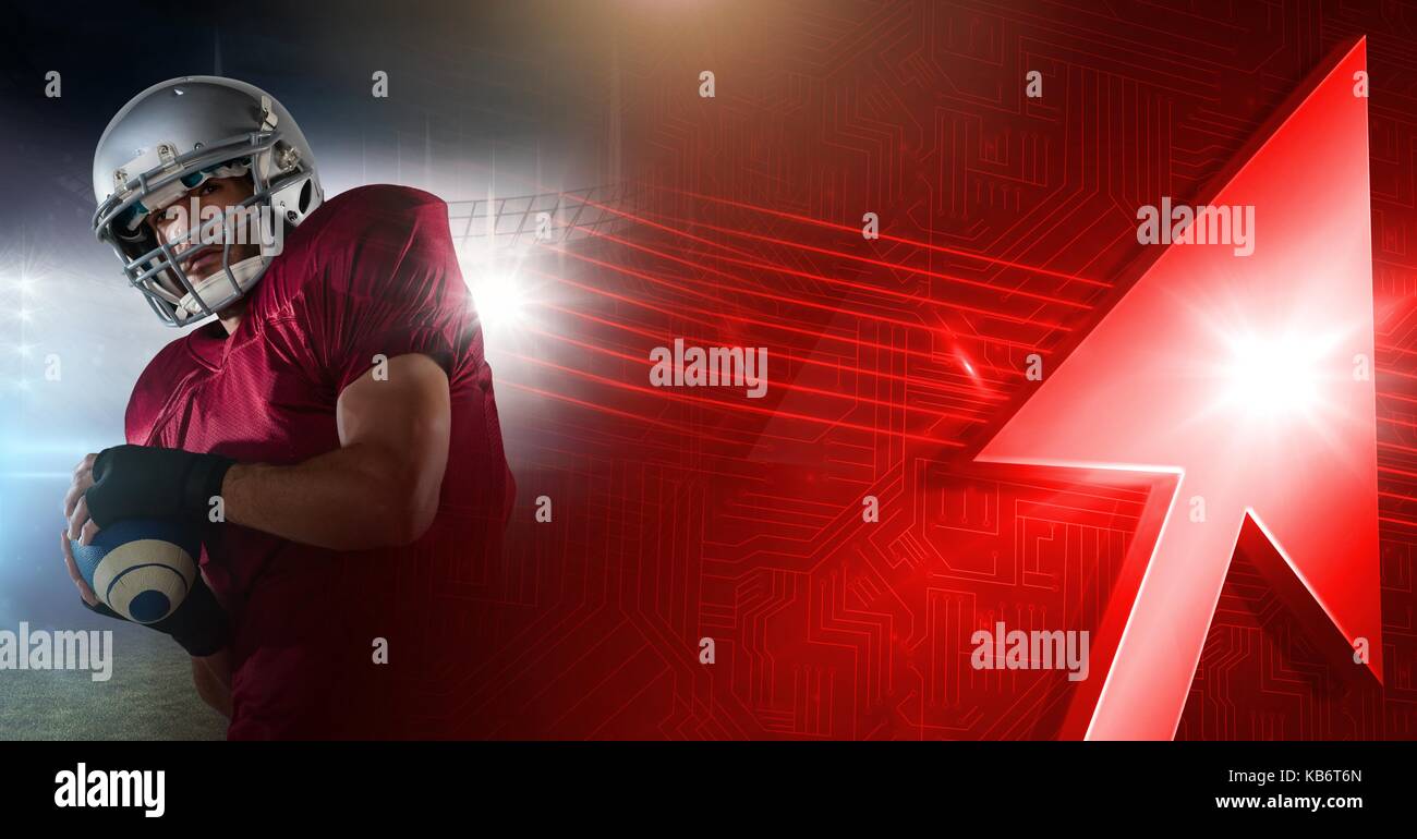 Digital composite of American football player with stadium transition ...