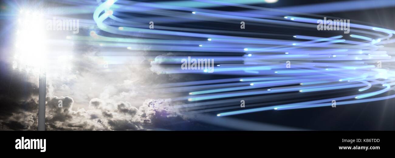 Digital composite of Sports stadium lights transition effect with ...