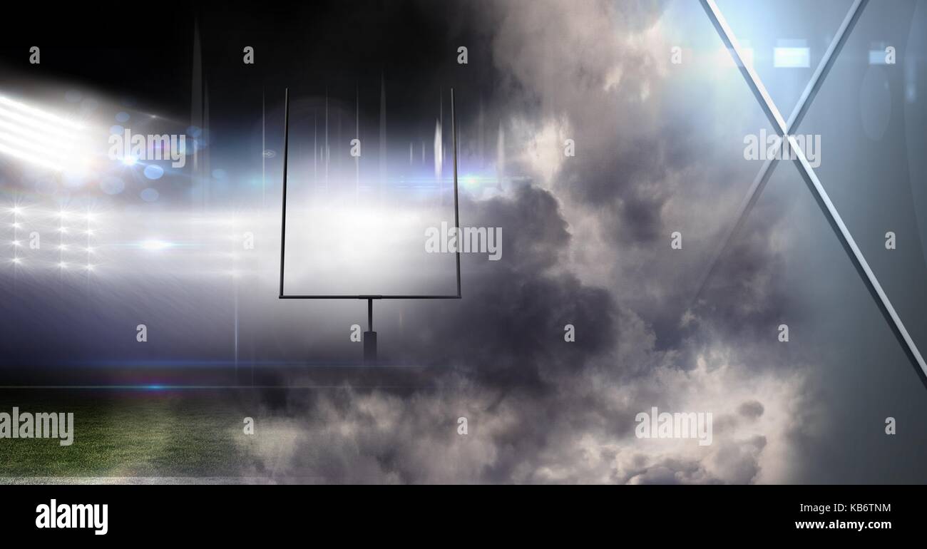 Digital composite of Sports stadium lights transition effect with ...