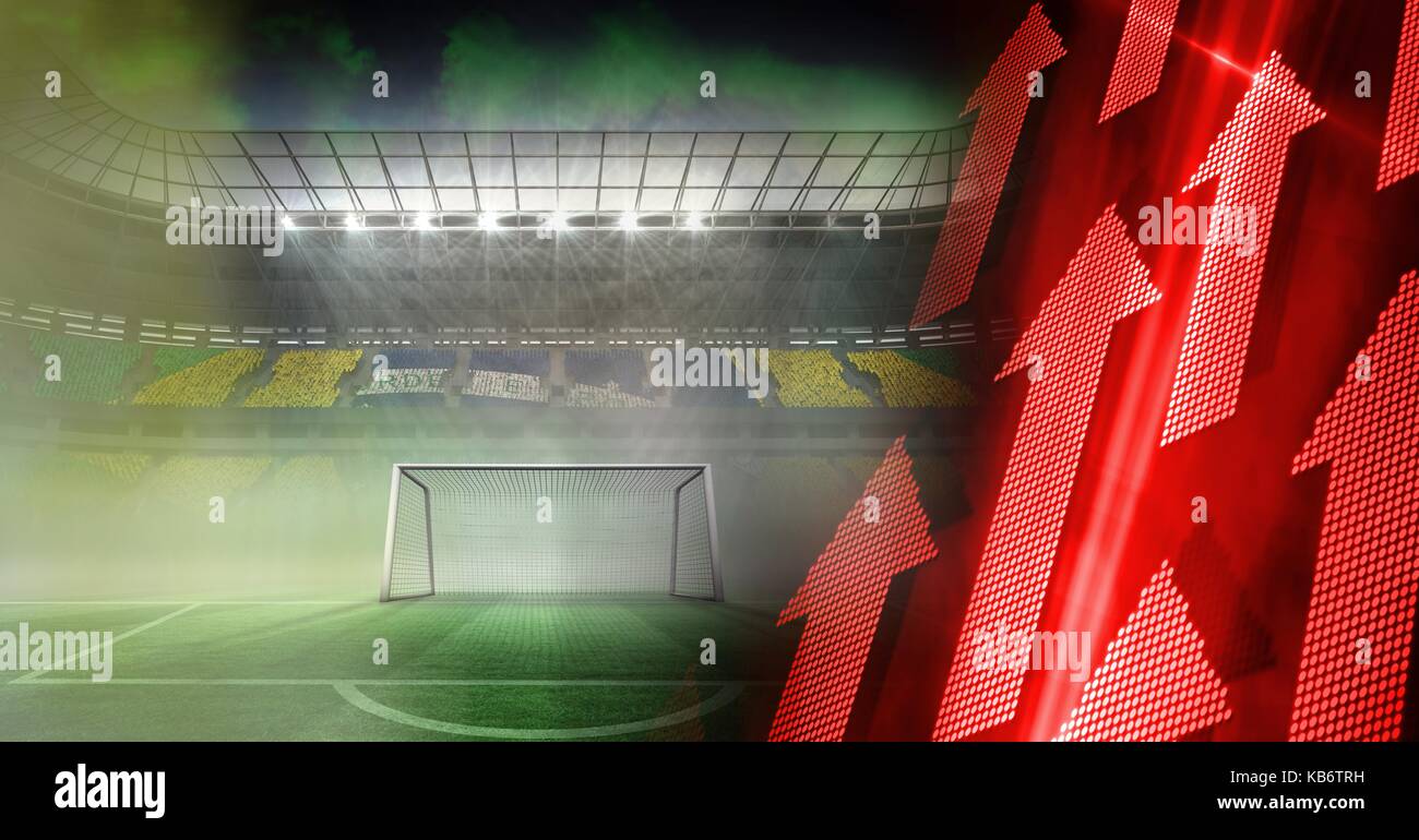 Digital composite of Sports stadium lights transition effect and arrows ...