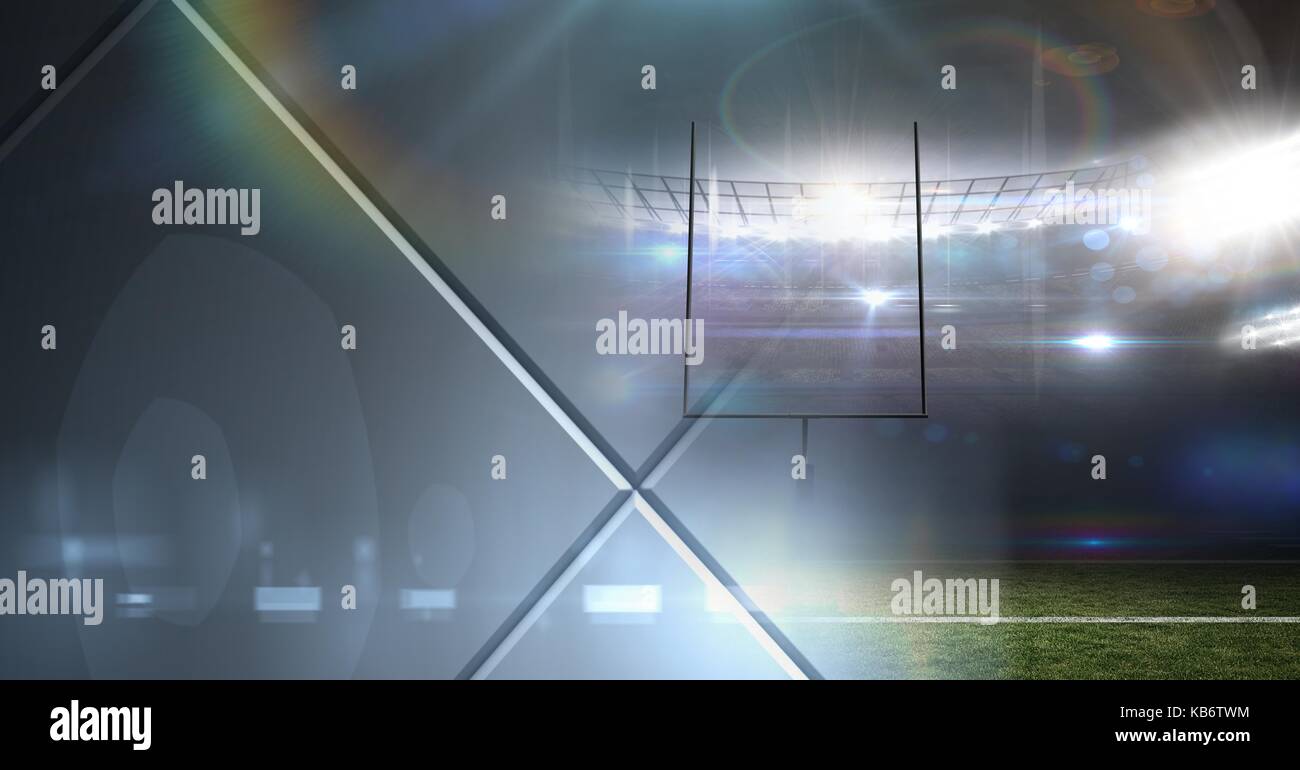 Digital composite of Sports stadium lights transition effect with ...