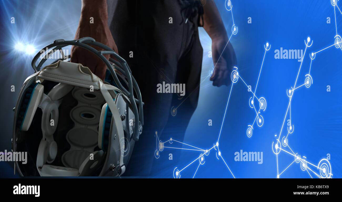 Digital composite of American football player with technology ...