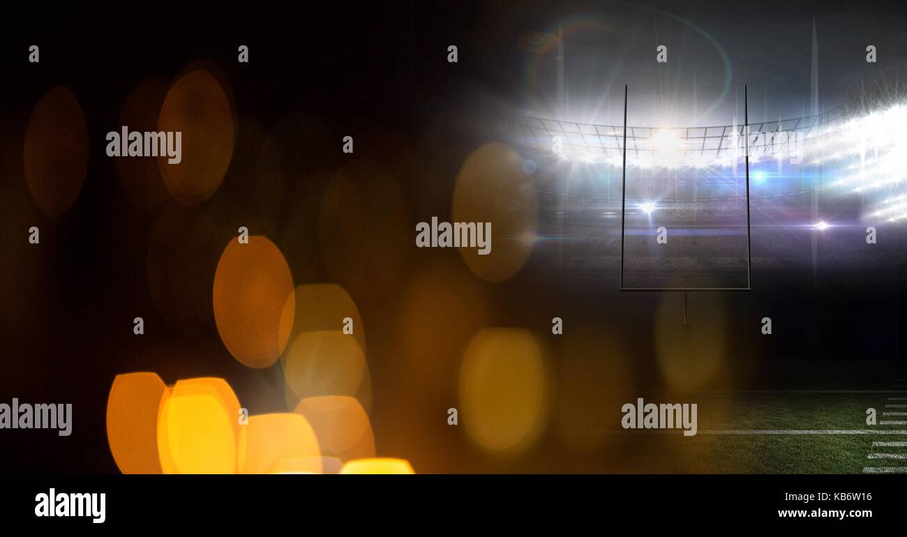 Digital composite of Sports stadium lights transition effect with ...