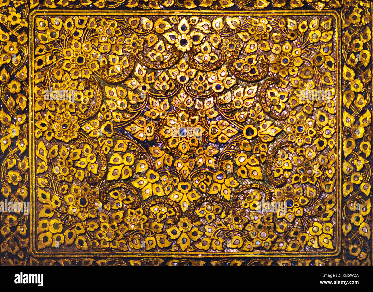 Mosaic wall pattern exterior building in Thailand. Decoration detail ...