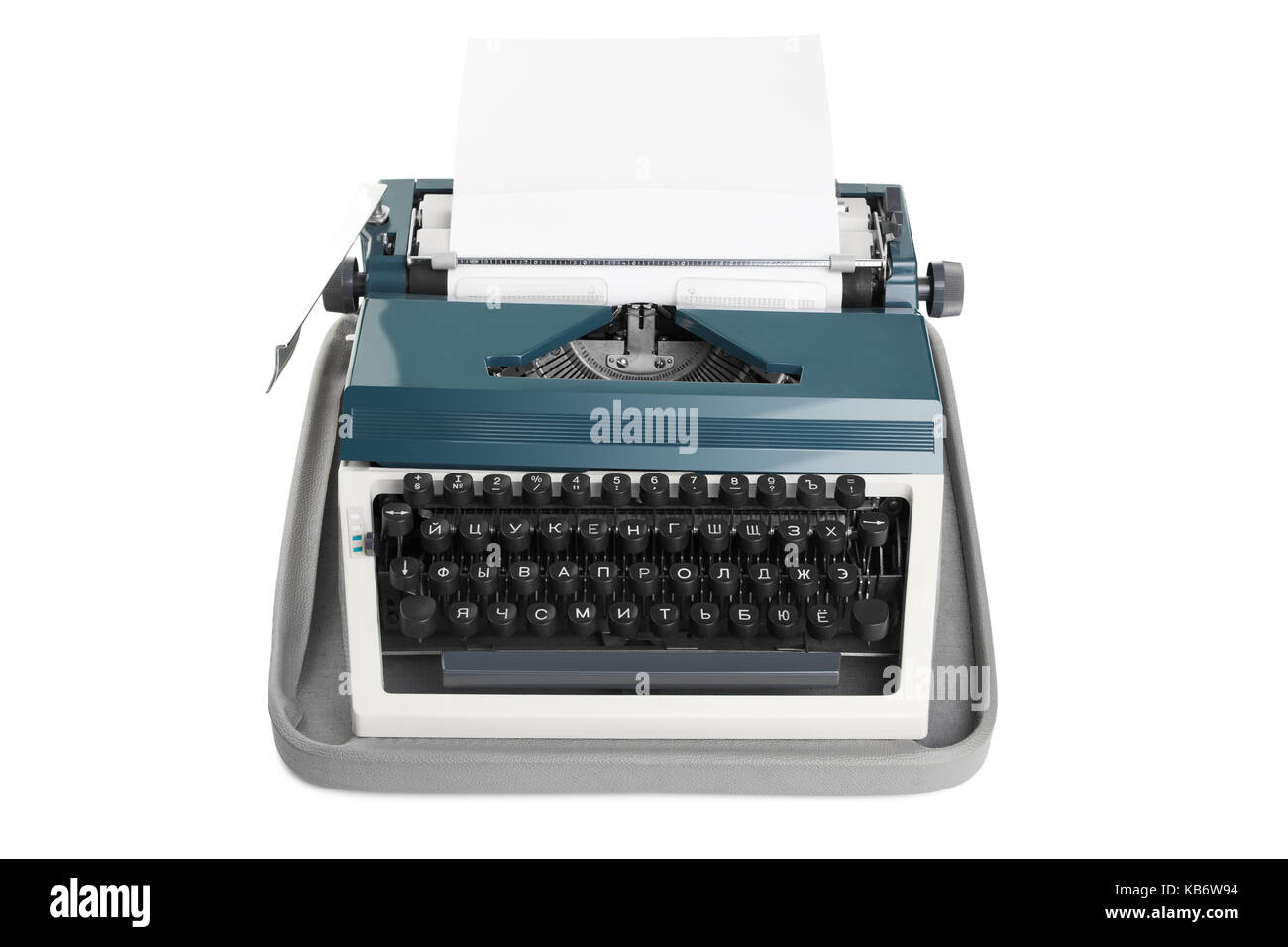 Typewriter with blank paper isolated on a white background Stock Photo ...