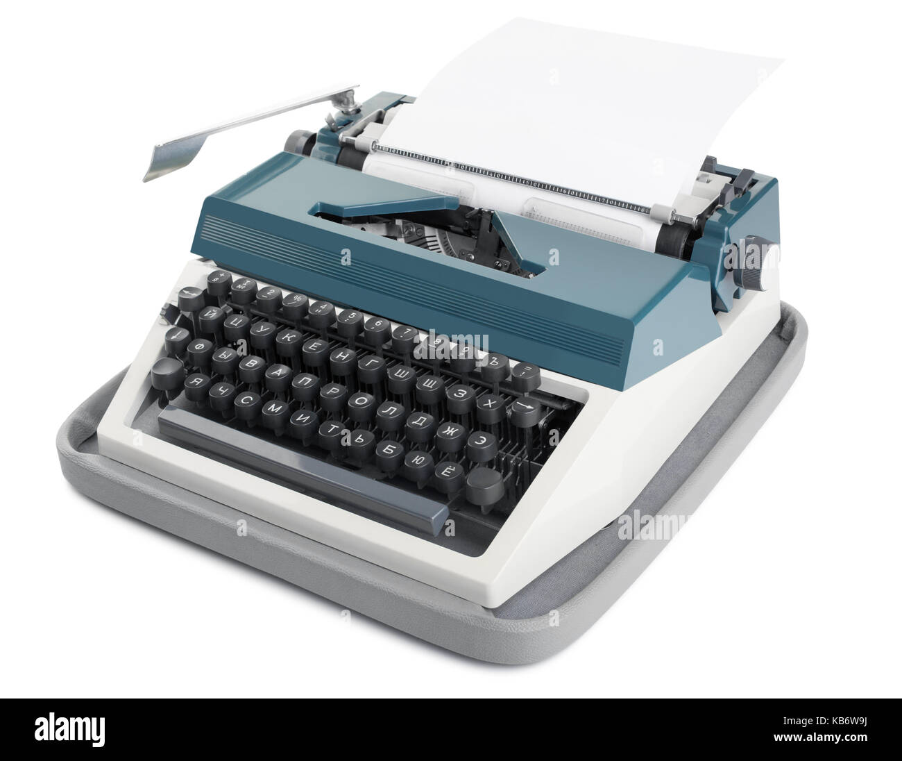 Typewriter with blank paper isolated on a white background Stock Photo ...