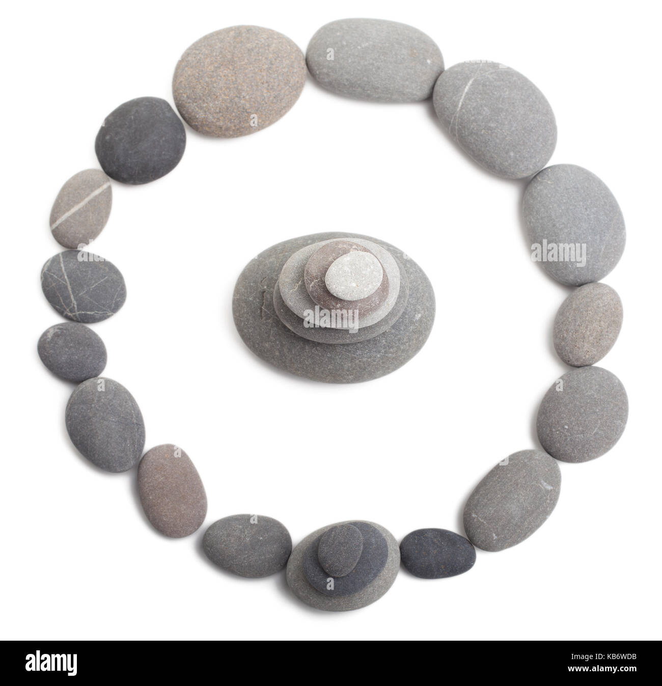 Pyramid of the stones inside the circle isolated on white background ...