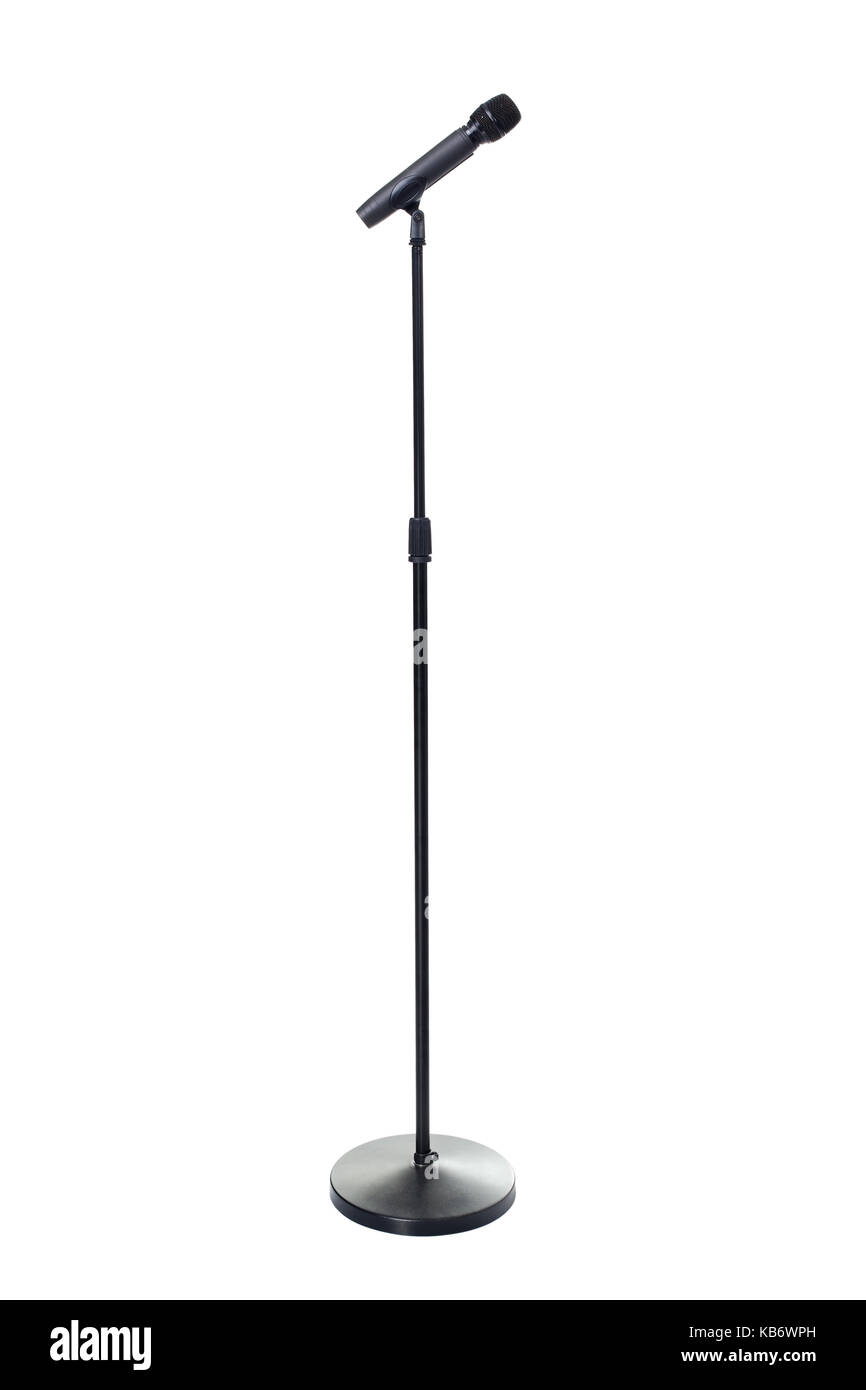 Microphone and stand isolated on white background Stock Photo - Alamy