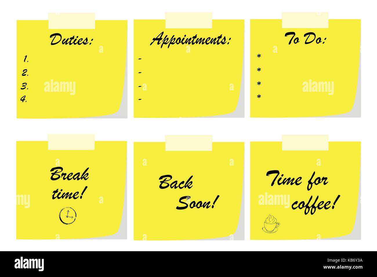 office note papers - business communication concept Stock Vector Image ...