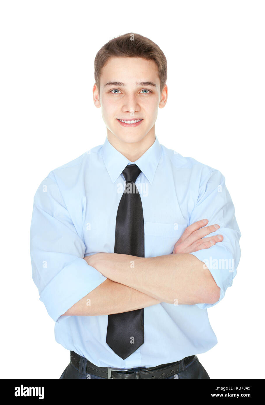 Portrait of handsome young smiling successful businessman standing with ... Portrait of handsome young smiling successful businessman standing with ...