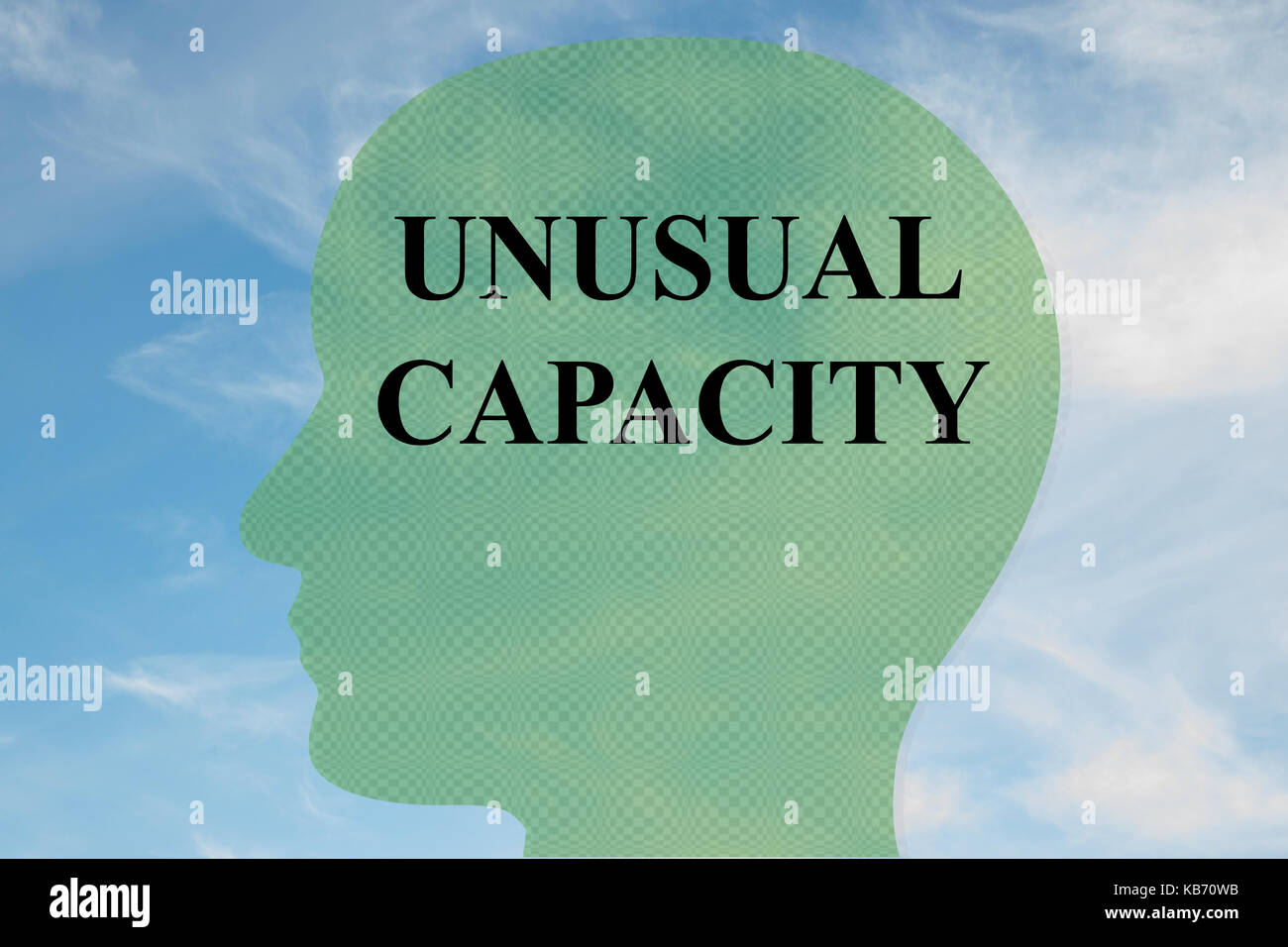 Render illustration of "UNUSUAL CAPACITY" title on head silhouette ...