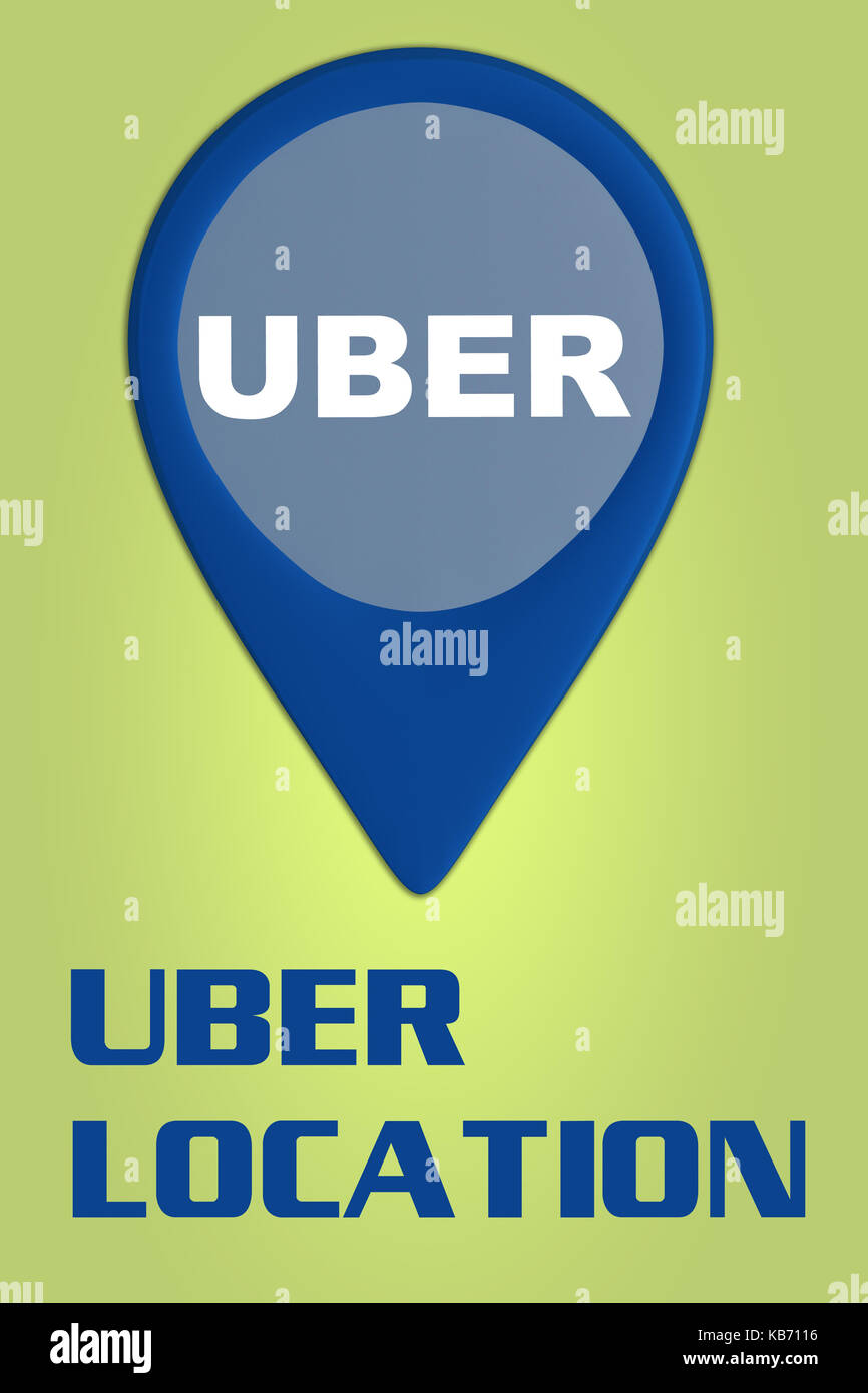 3D illustration of "UBER" script on a location marker, isolated on ...