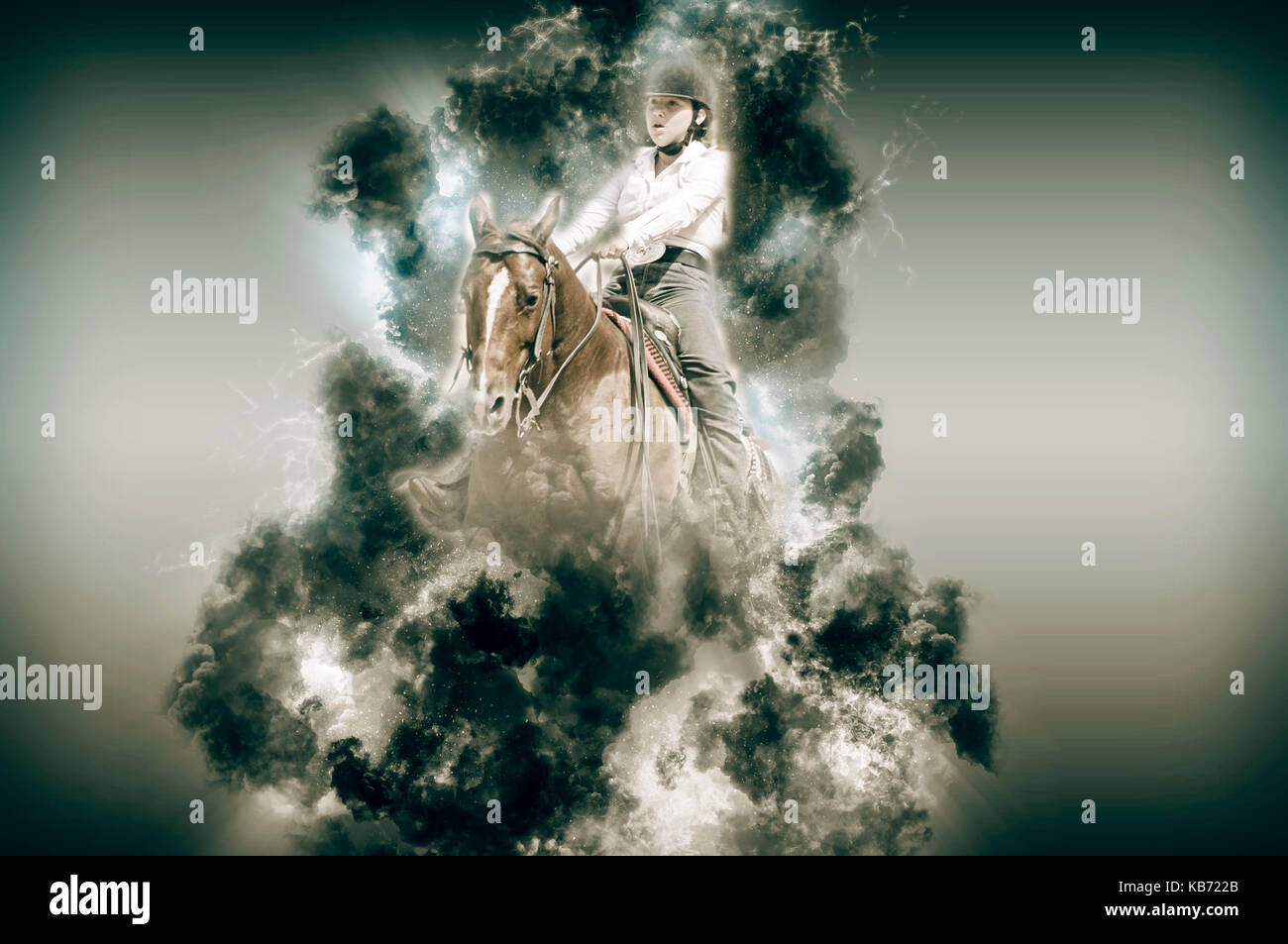 Digitally enhanced image A 15 year old girl in a western style Reining ...