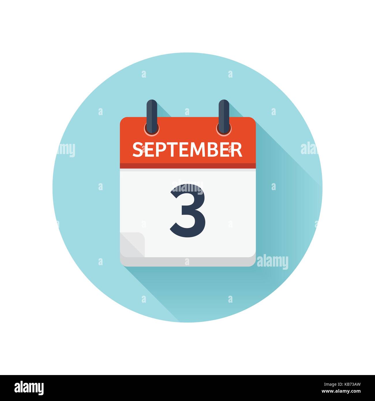 September 3. Vector flat daily calendar icon. Date and time, day, month ...