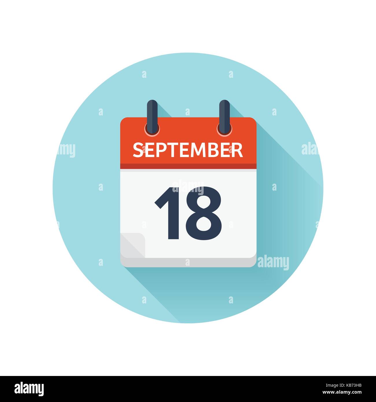 September 18. Vector flat daily calendar icon. Date and time, day ...