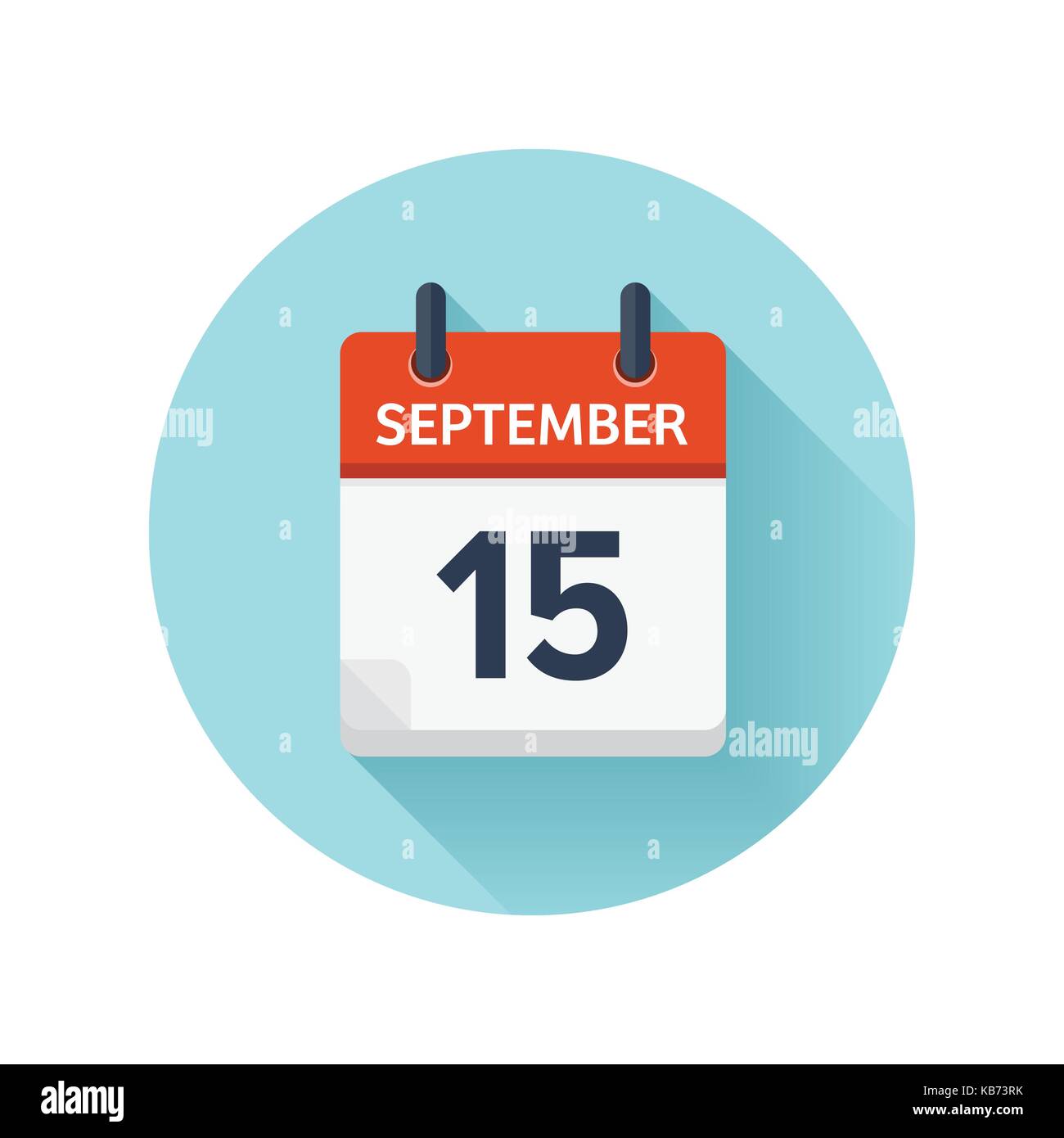 September 15. Vector flat daily calendar icon. Date and time, day ...