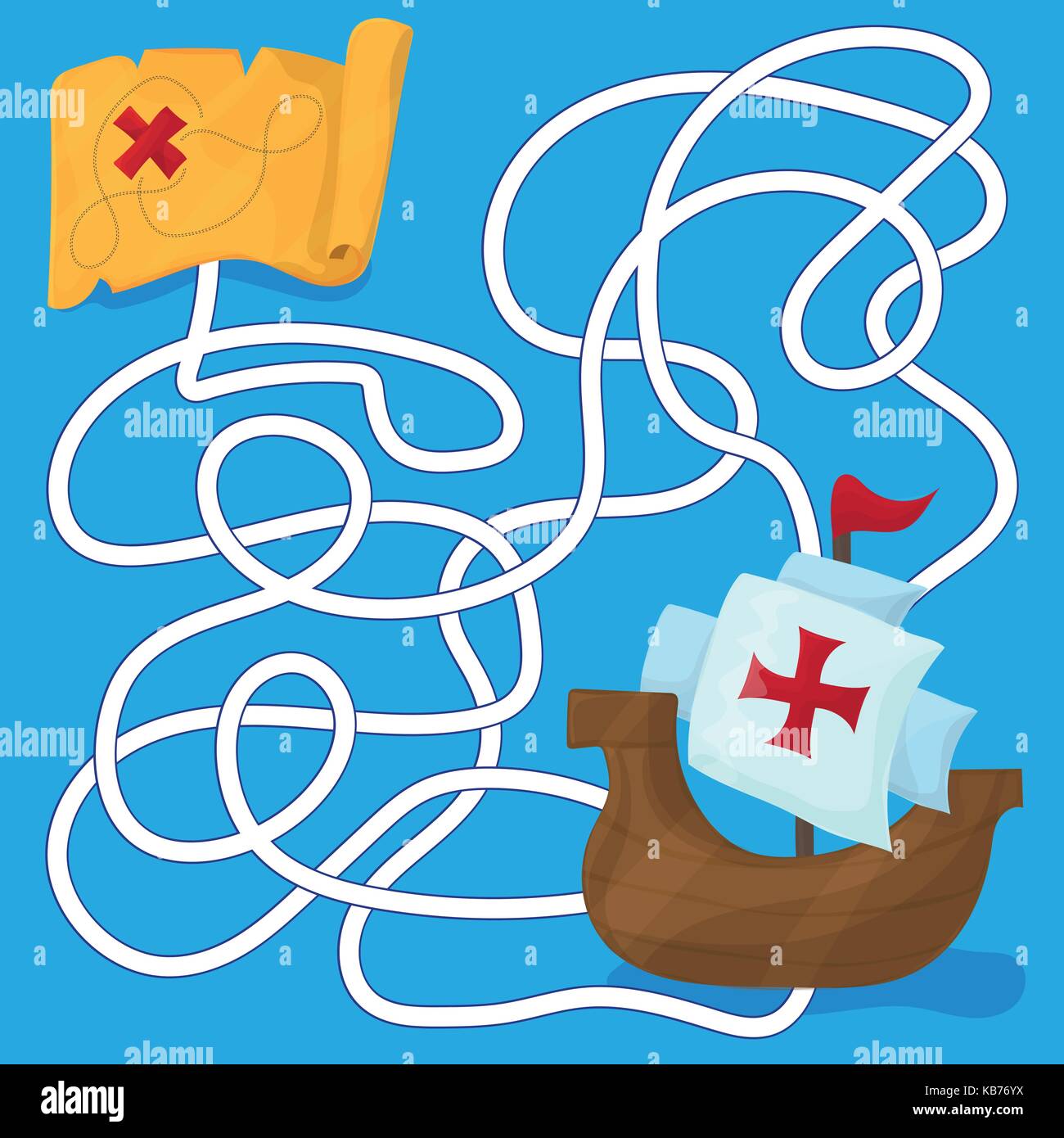 Maze. The ships of Christopher Columbus. Children s game labyrinth ...