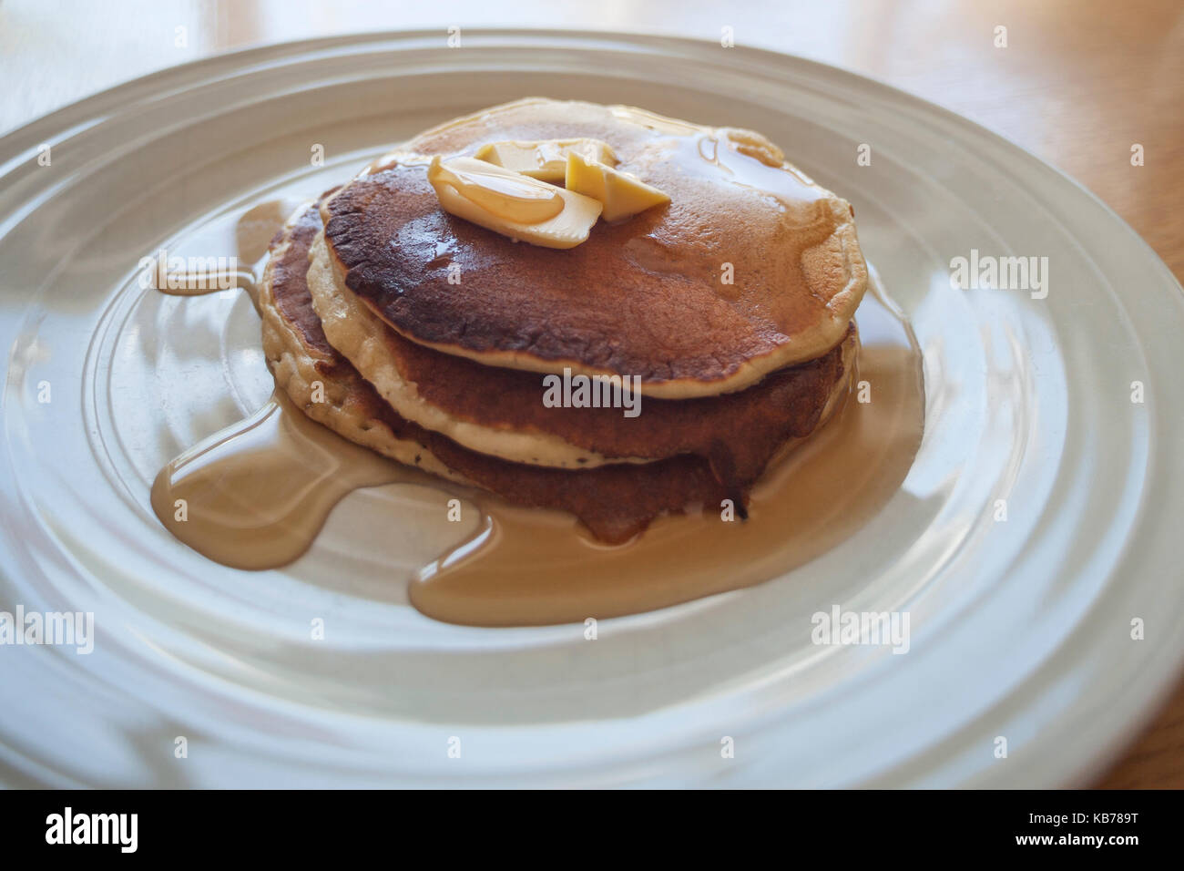 American pancakes for breakfast Stock Photo - Alamy