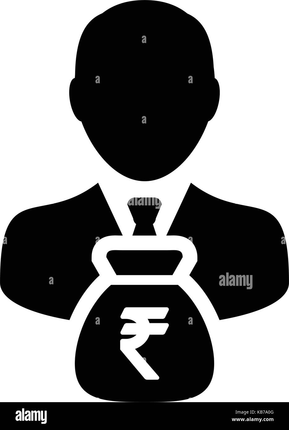 Indian Rupee Sign Icon Vector Person Male Avatar Symbol With Money Bag ...