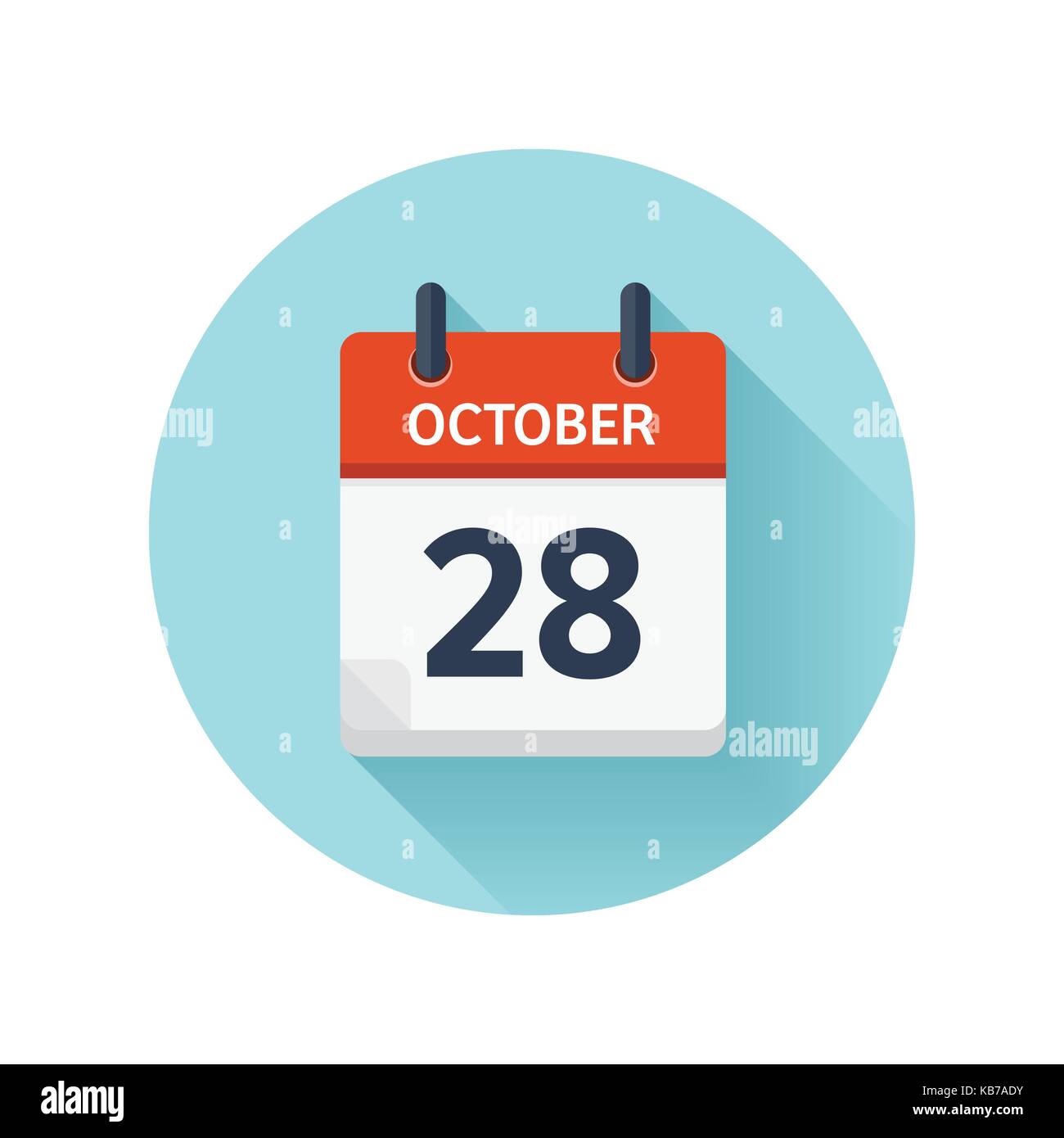 October 28. Vector flat daily calendar icon. Date and time, day, month ...