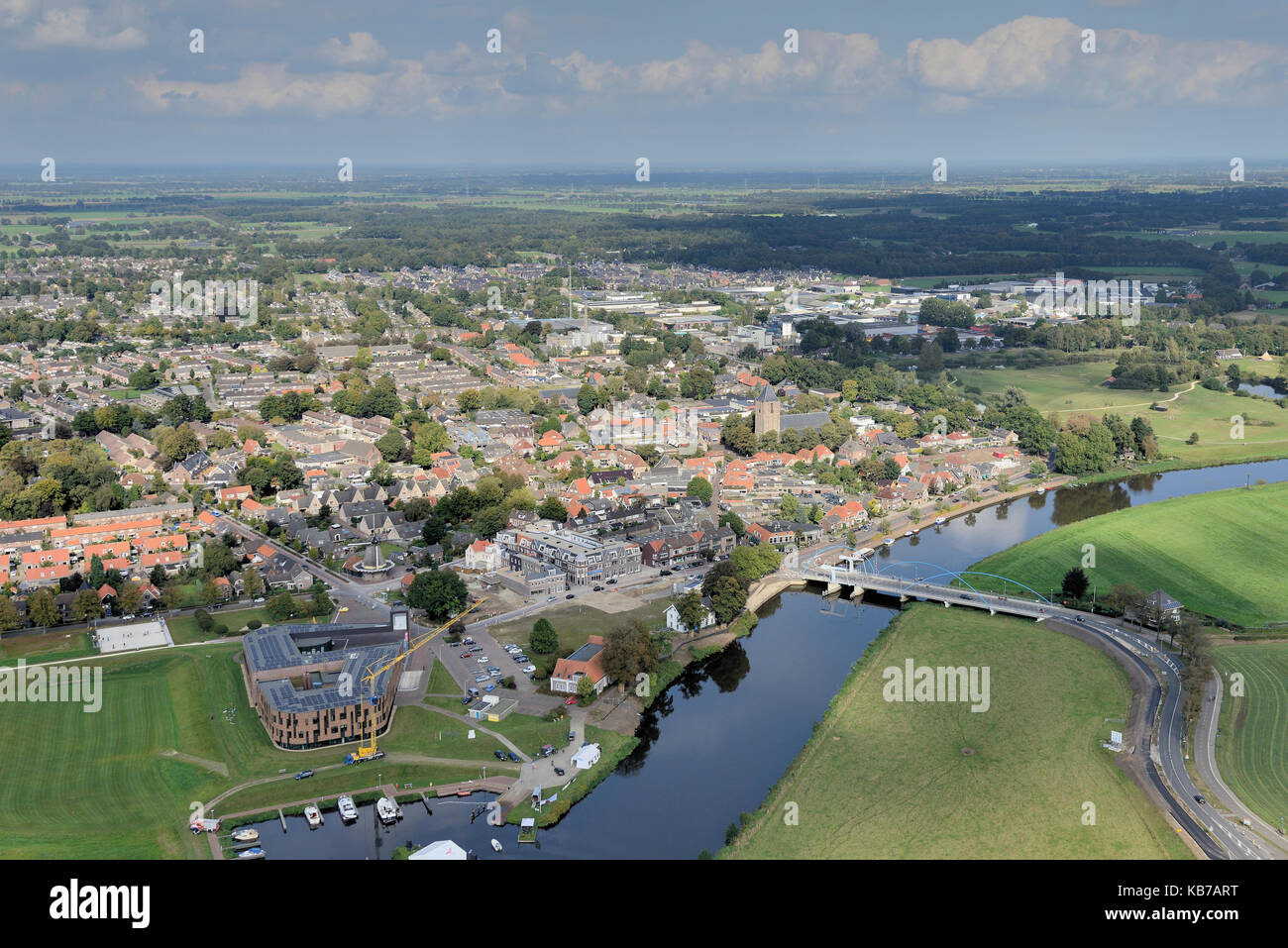 The village of Dalfsen with the river Overijsselsche Vecht, The ...