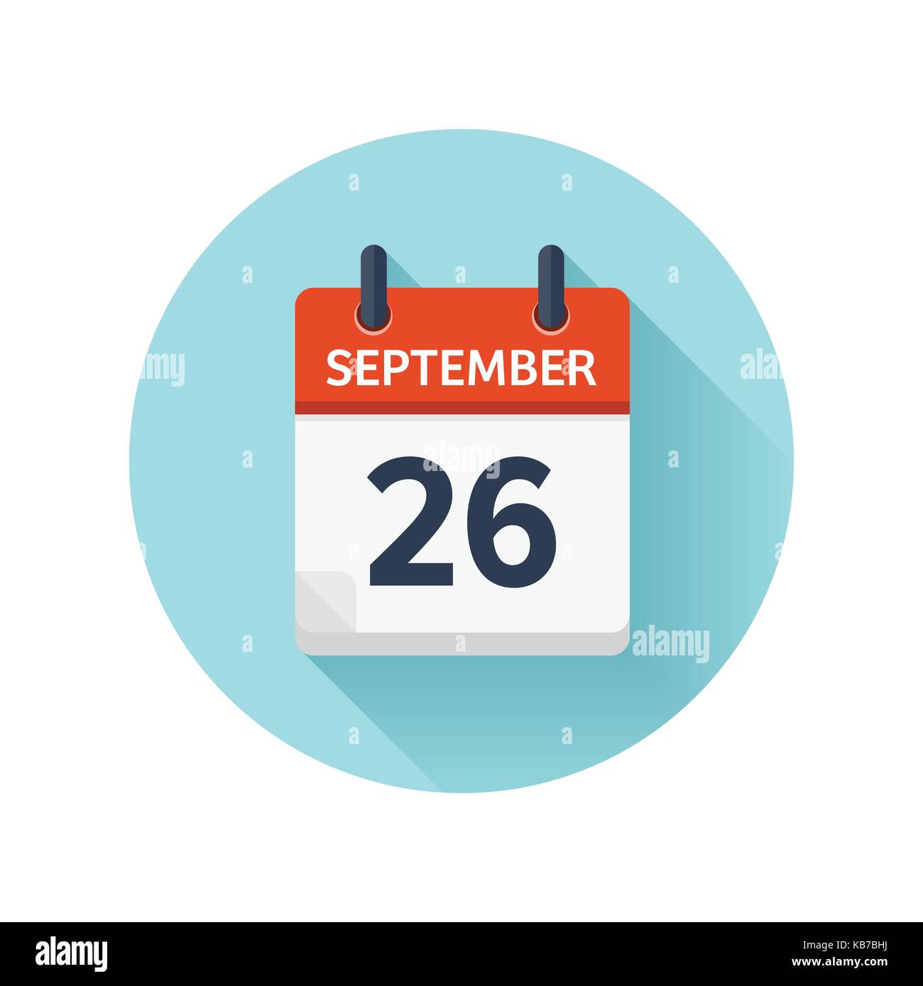 September 26. Vector flat daily calendar icon. Date and time, day ...