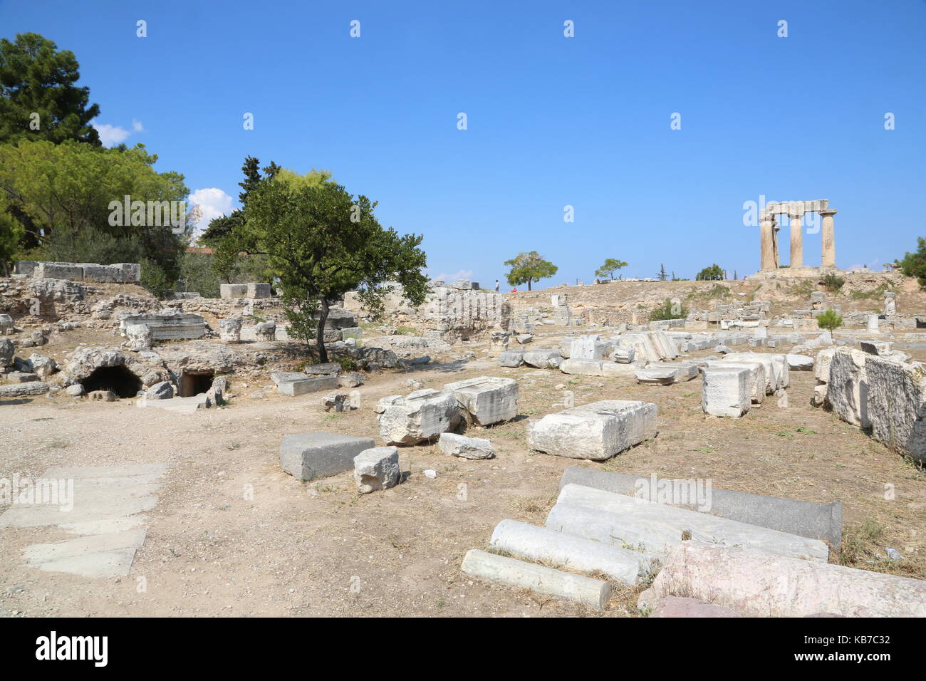Ancient Corinth, Greece, Apollo temple Stock Photo - Alamy