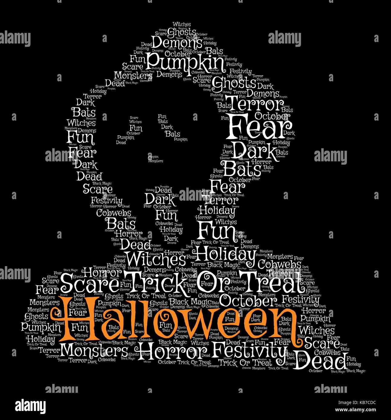 Words cloud, Halloween concept made with screame shape and tags on ...