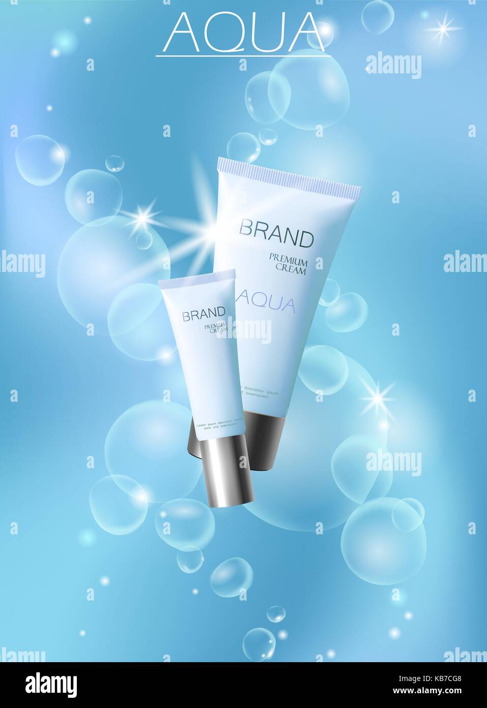 Aqua skin care creme cosmetic ad promoting poster template. Underwater ...