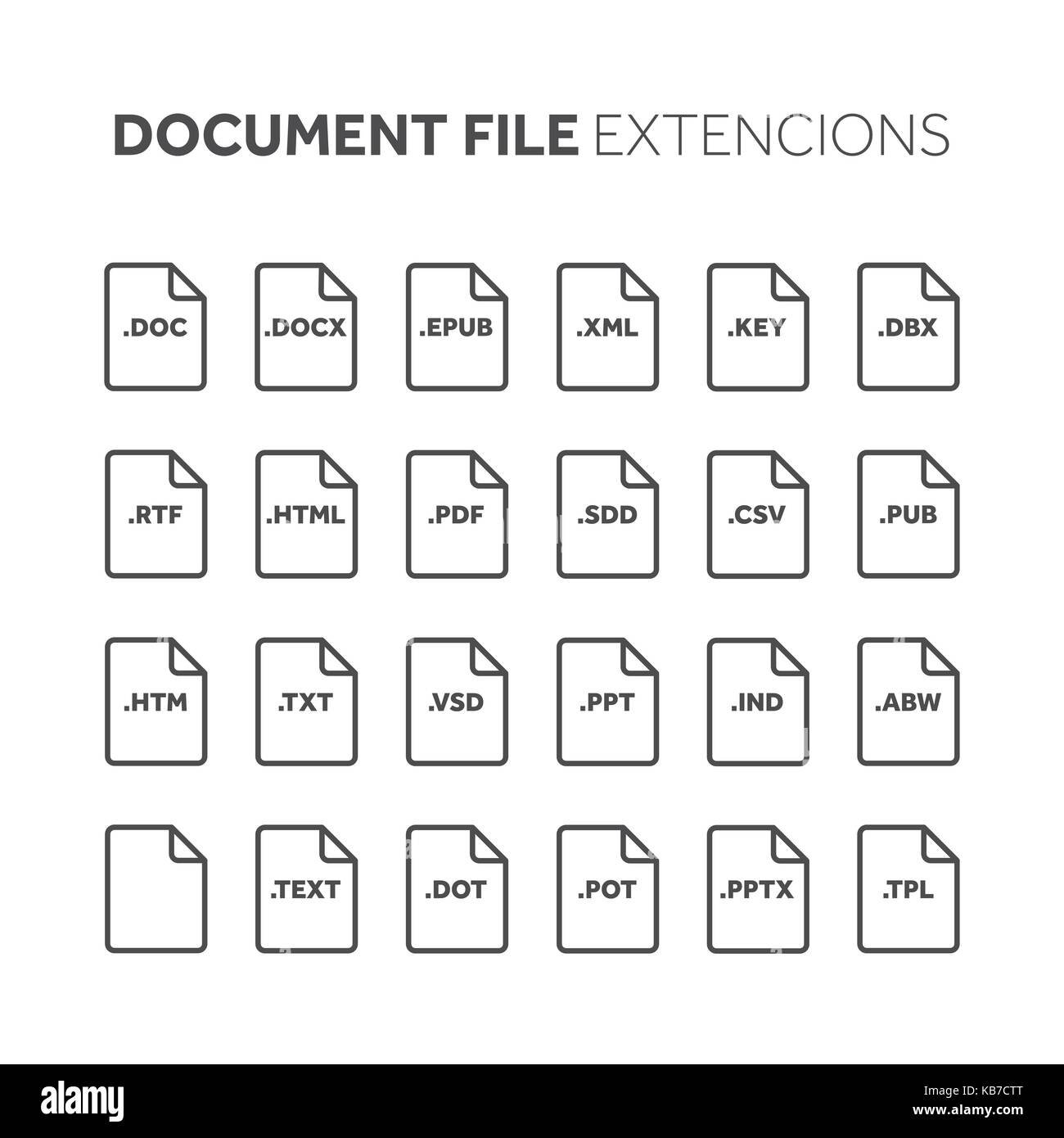 Lineoutline Flat Style Icon Set Source Code Programming File Type Extension Document Format