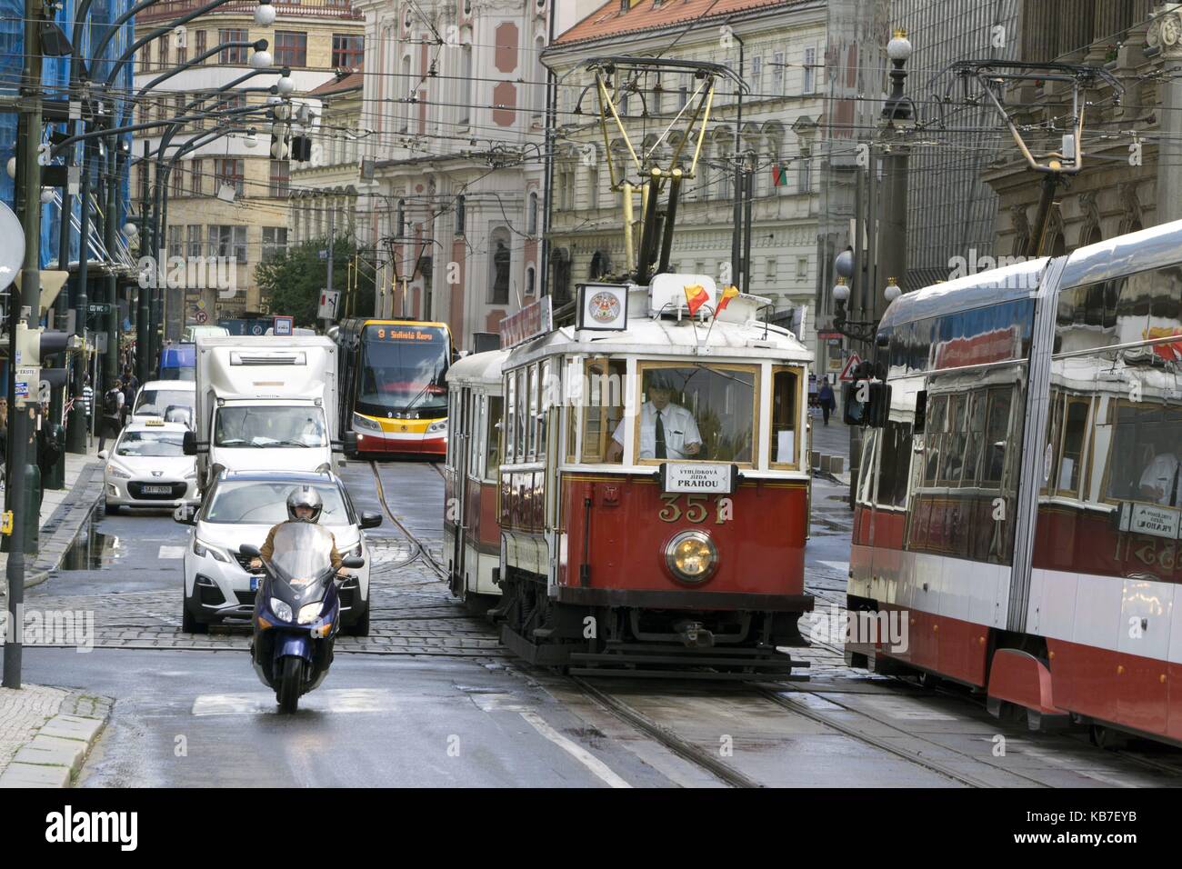 Old tram in Prague, 11 July 2017. | usage worldwide Stock Photo - Alamy
