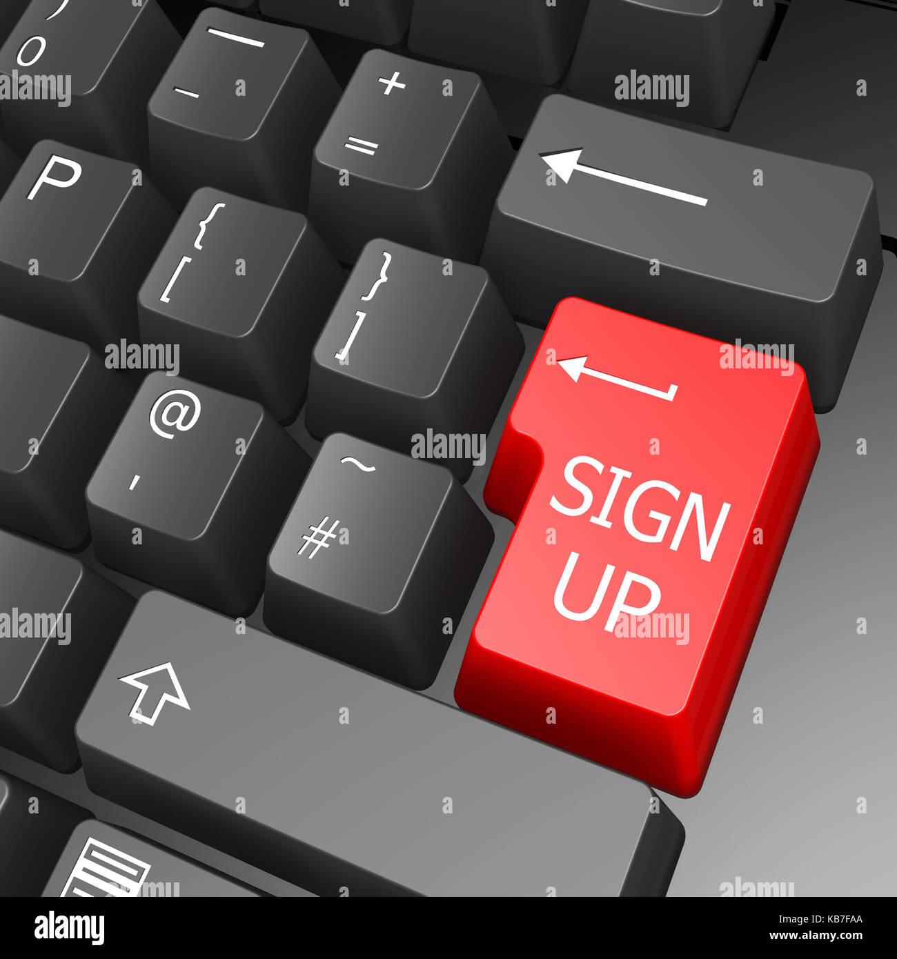 Sign up key on computer keyboard Stock Photo - Alamy