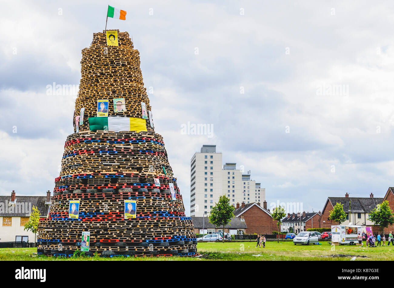 Newtownabbey, Northern Ireland. 11 July 2014 - Bonfires are prepared ...