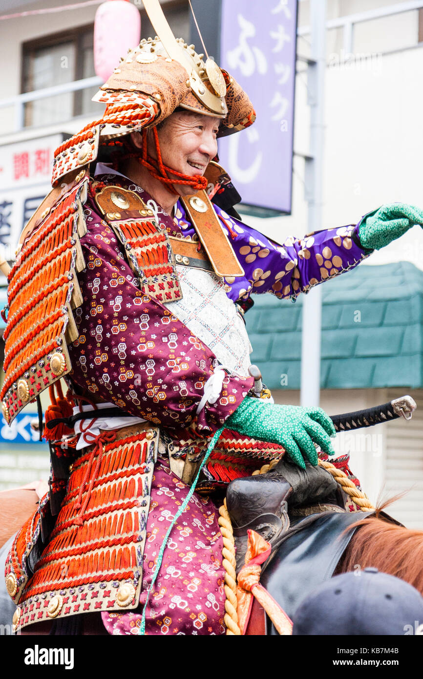 Yearly Genji parade at Tada, Japan. Japanese samurai warrior going past ...