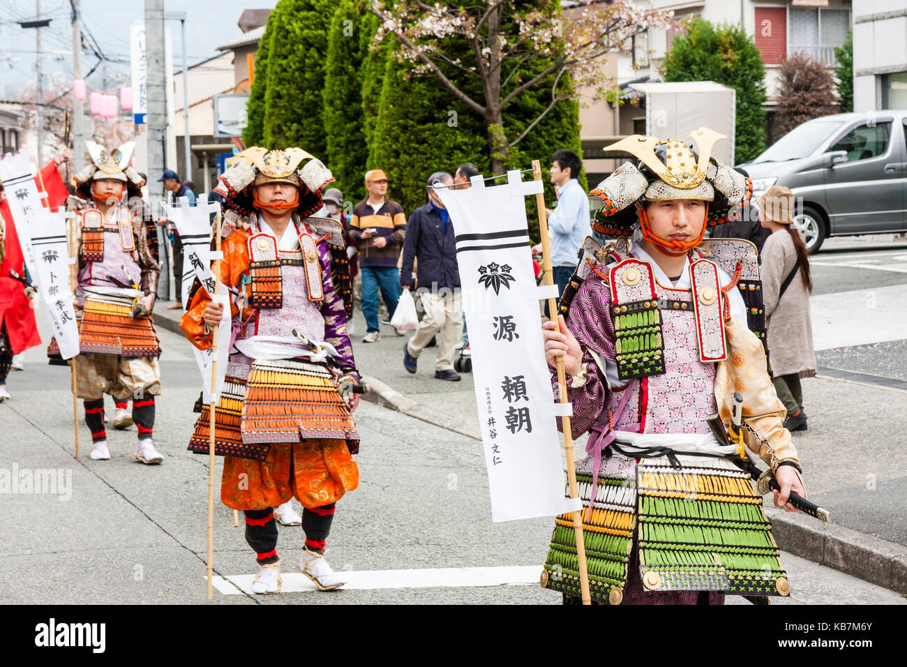 Yearly Genji parade at Tada, Japan. Procession of samurai warriors in ...