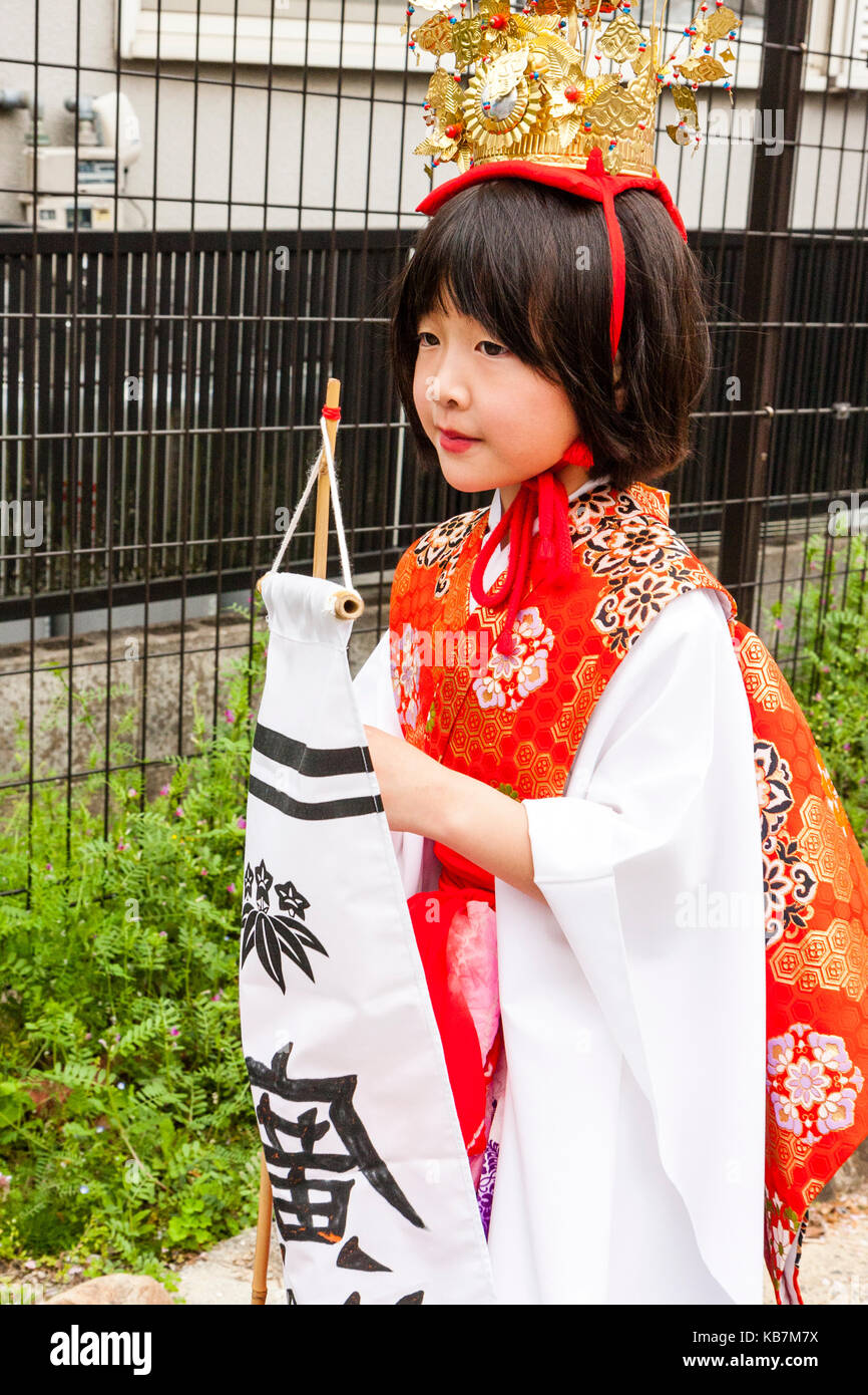 Yearly Genji Parade at Tada. Child, Japanese girl dressed as Heian ...