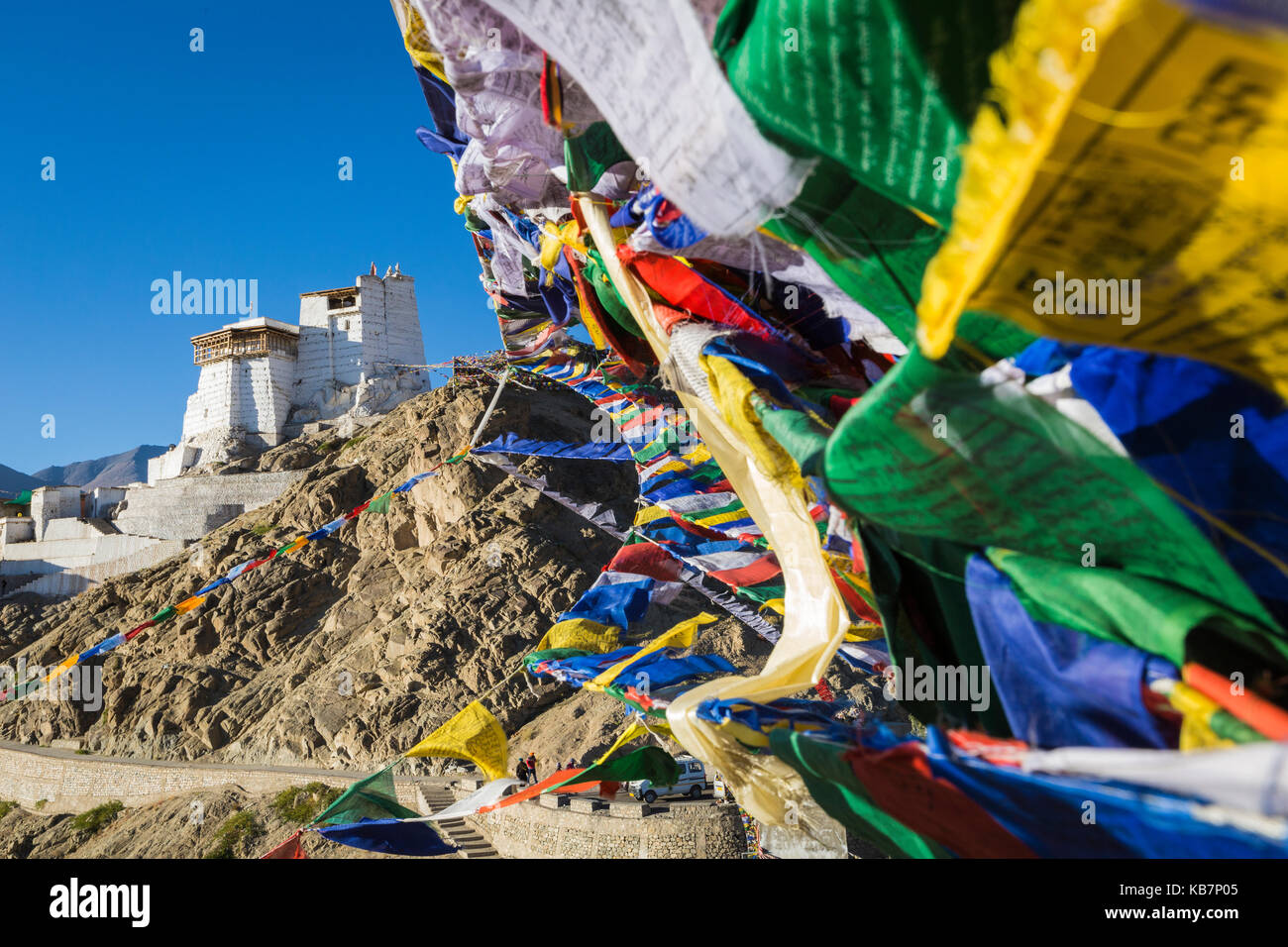 Buddhist flags monastery top view hi-res stock photography and images ...