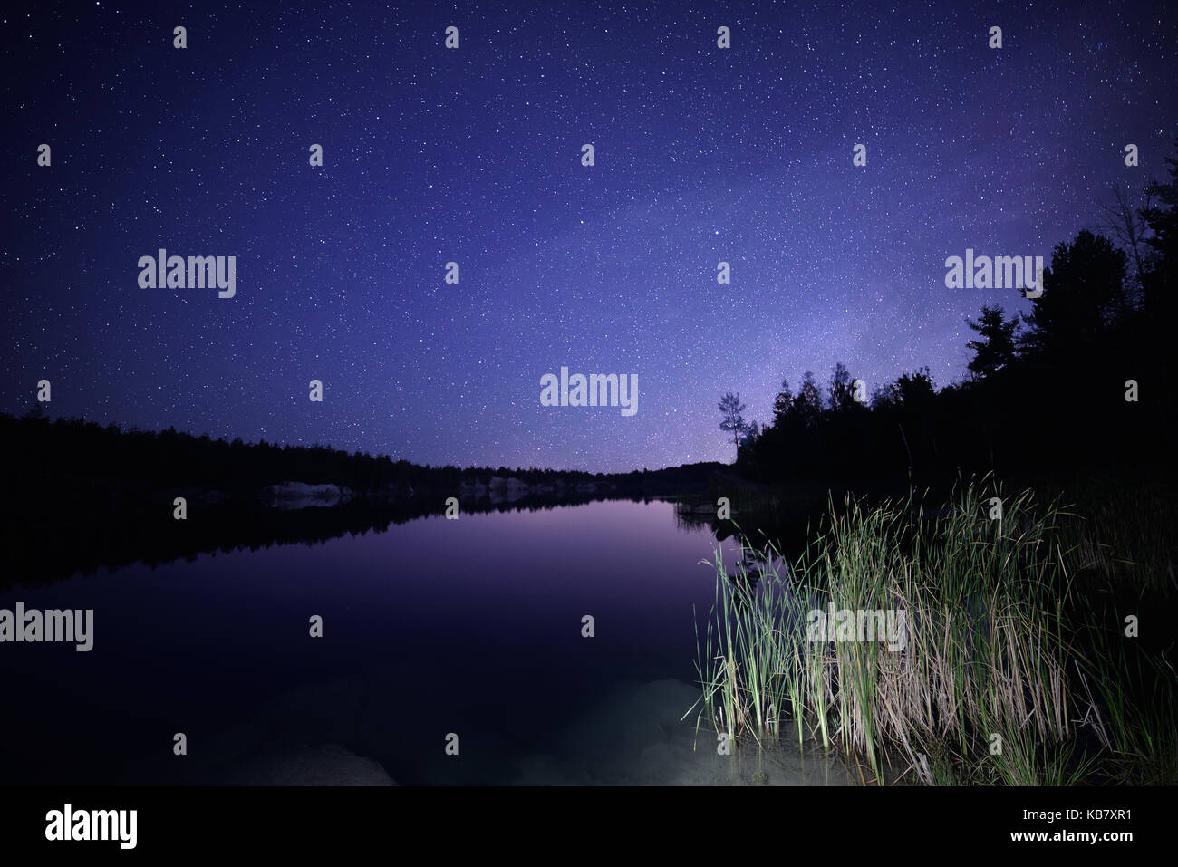 Lake at night Stock Photo - Alamy
