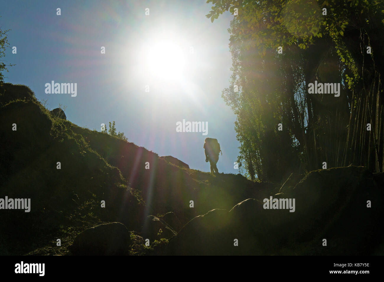 Hiker in the sunlight Stock Photo - Alamy