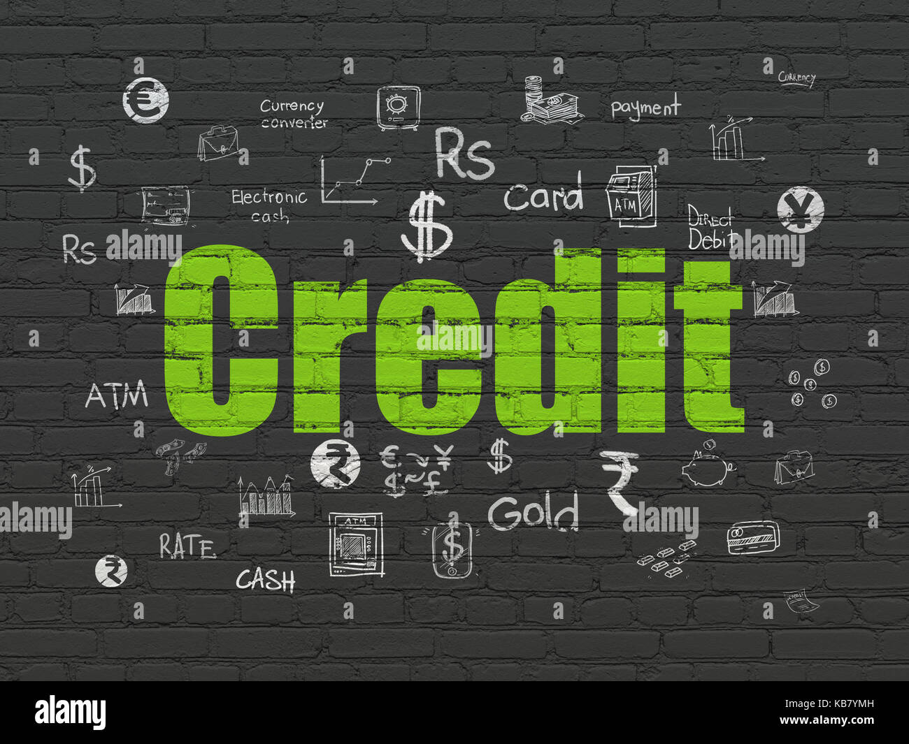 Currency concept: Credit on wall background Stock Photo - Alamy
