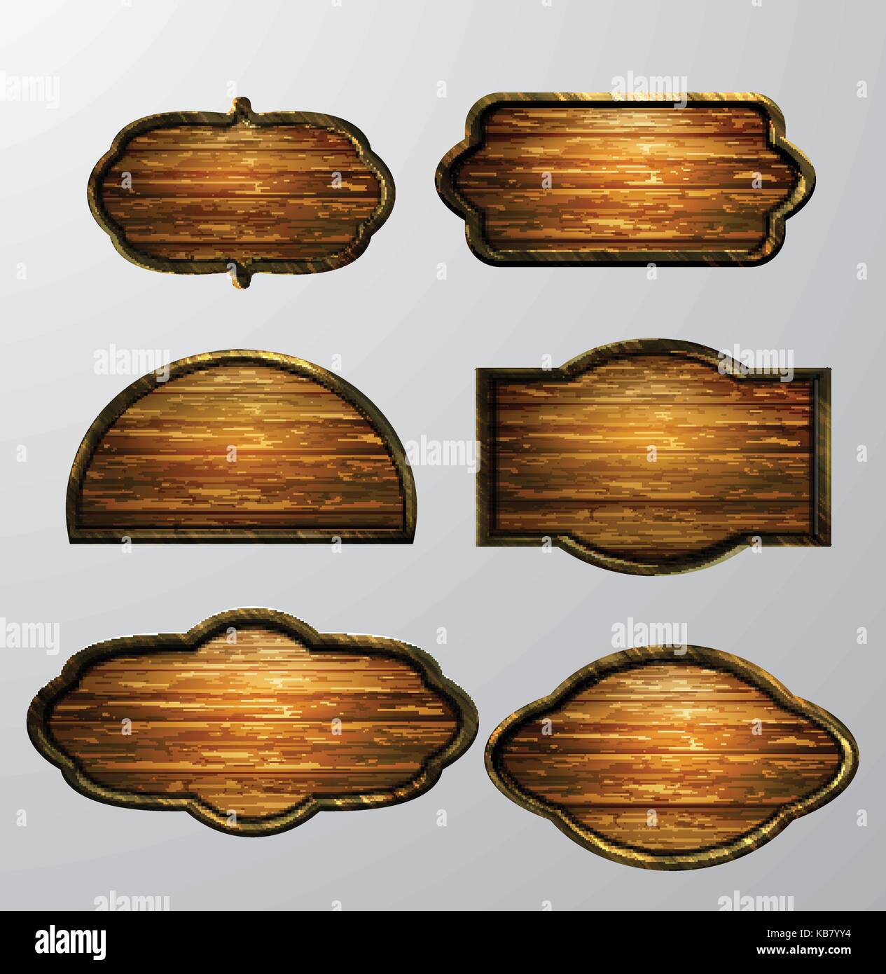 Wooden signs, vector icon set Stock Vector Image & Art - Alamy