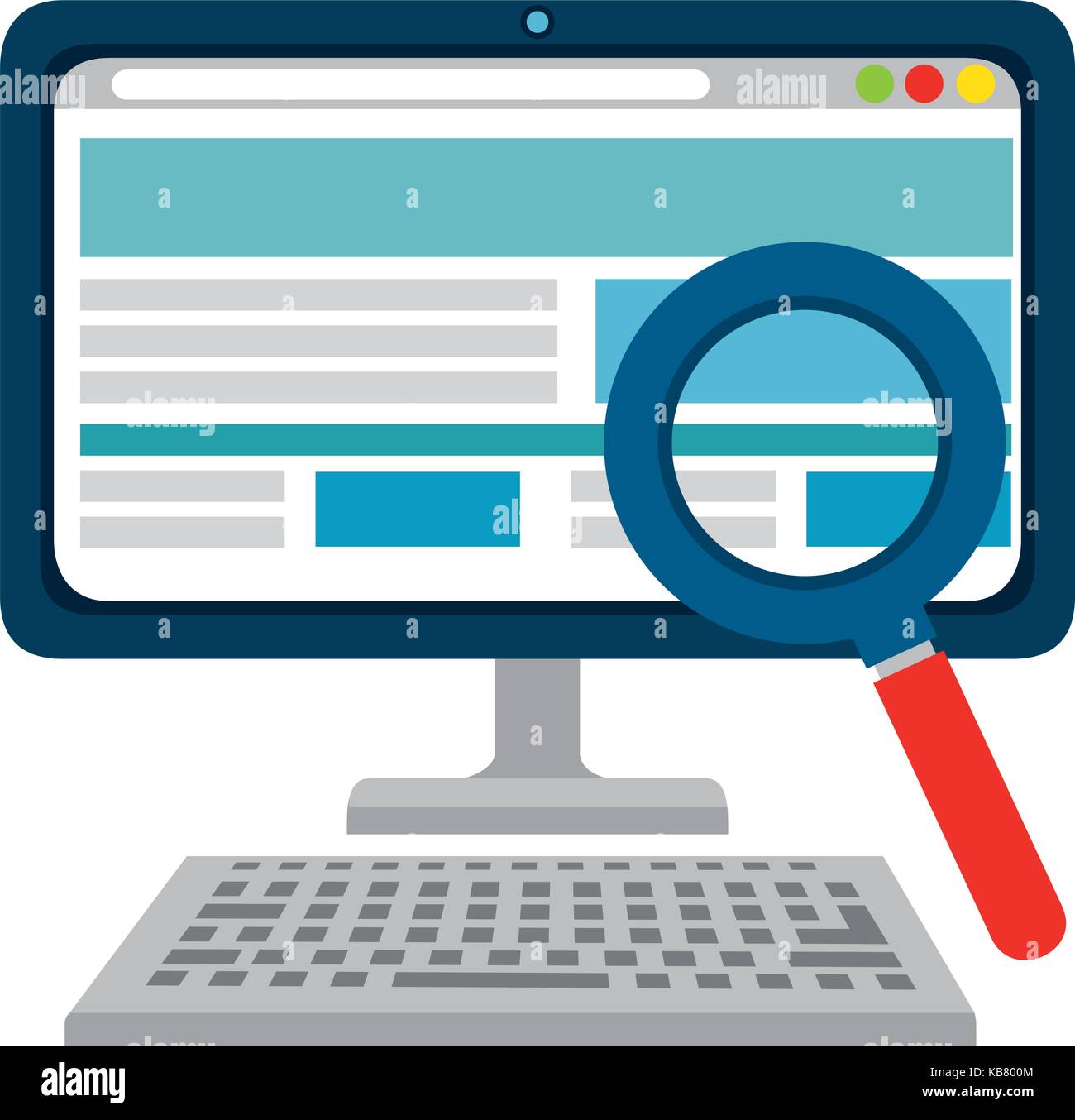 Computer Desktop With Magnifying Glass Vector Illustration Design Stock Vector Image And Art Alamy