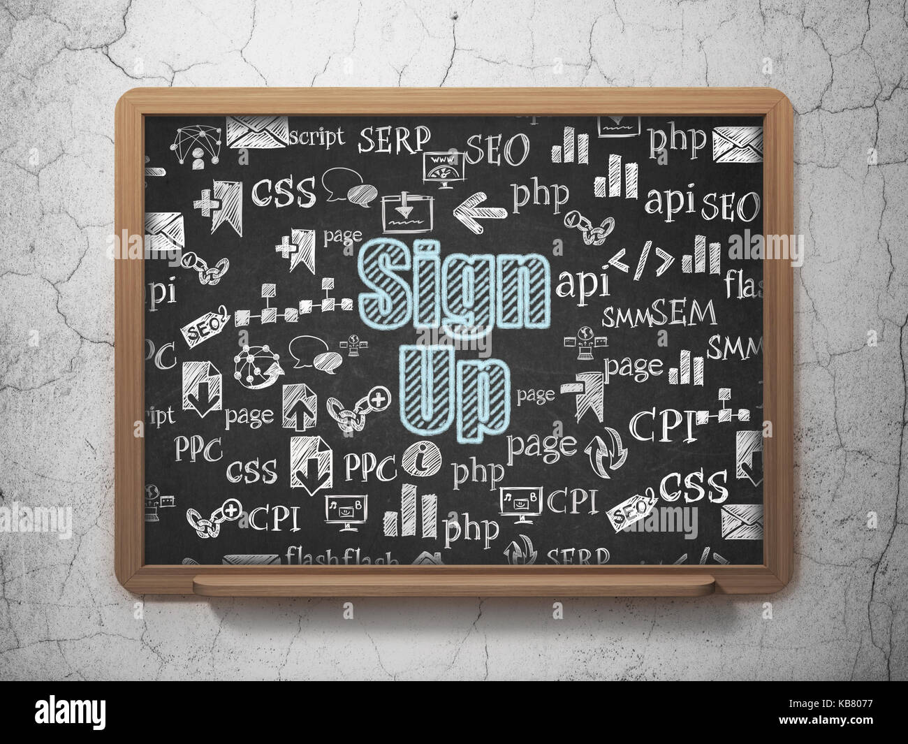 Web development concept: Sign Up on School board background Stock Photo ...