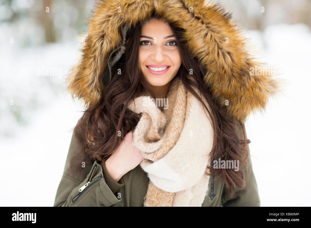 Beautiful woman in hood hi-res stock photography and images - Alamy