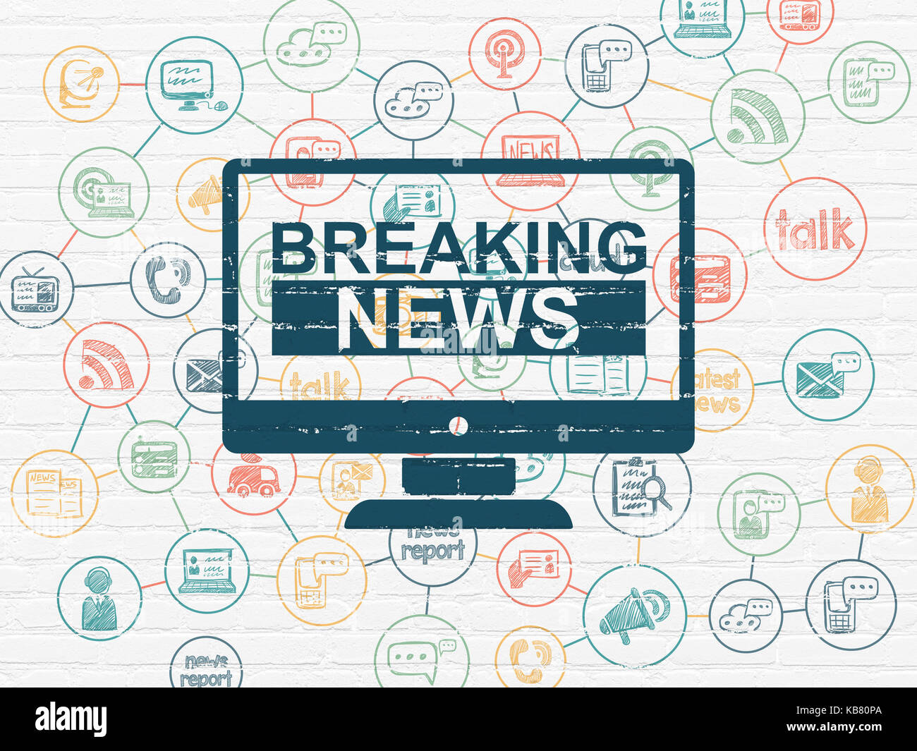 News concept: Breaking News On Screen on wall background Stock Photo ...