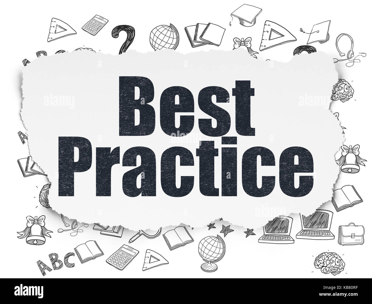 Learning concept: Best Practice on Torn Paper background Stock Photo ...