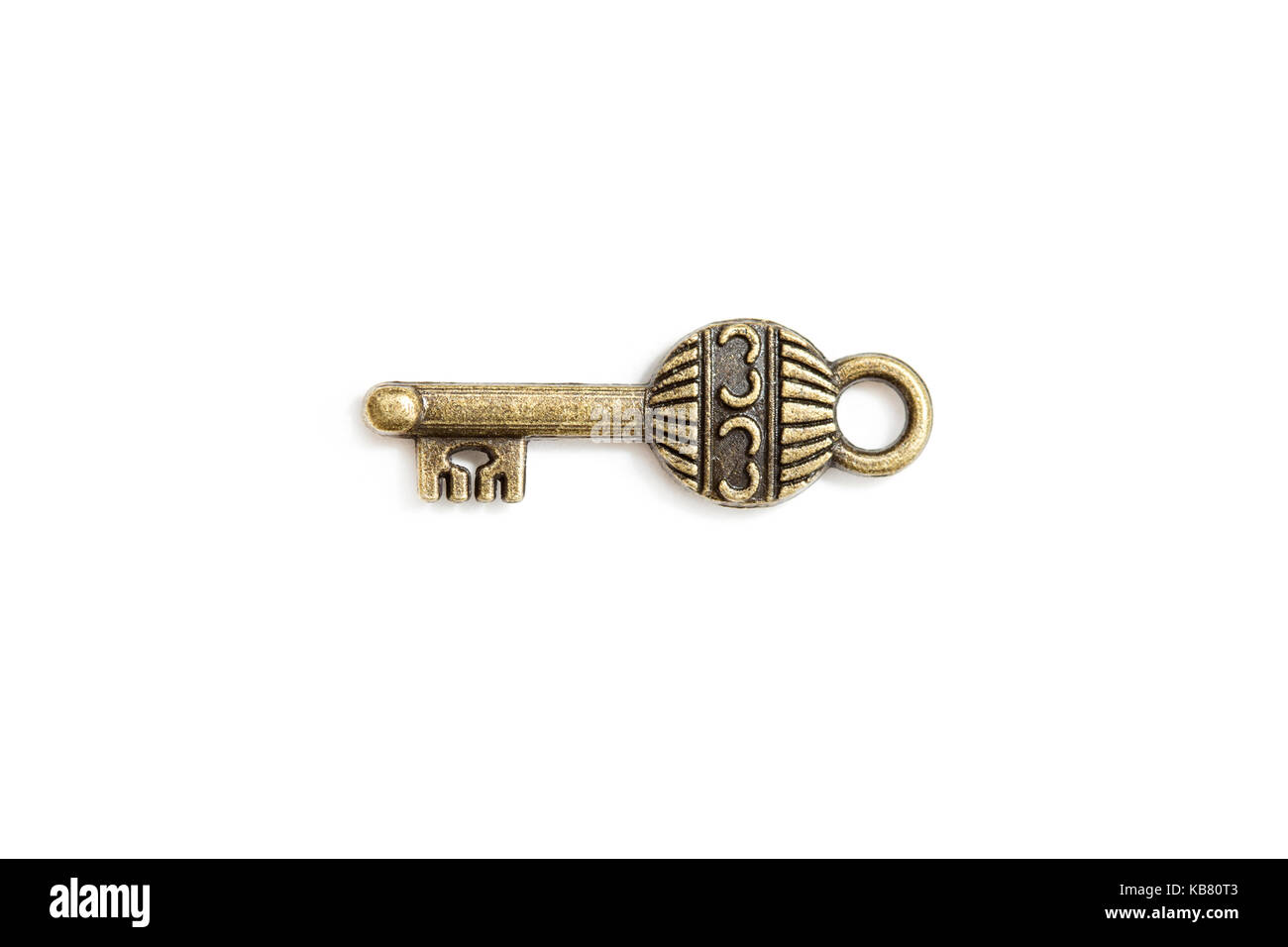 View at vintage metal key isolated on the white background Stock Photo ...