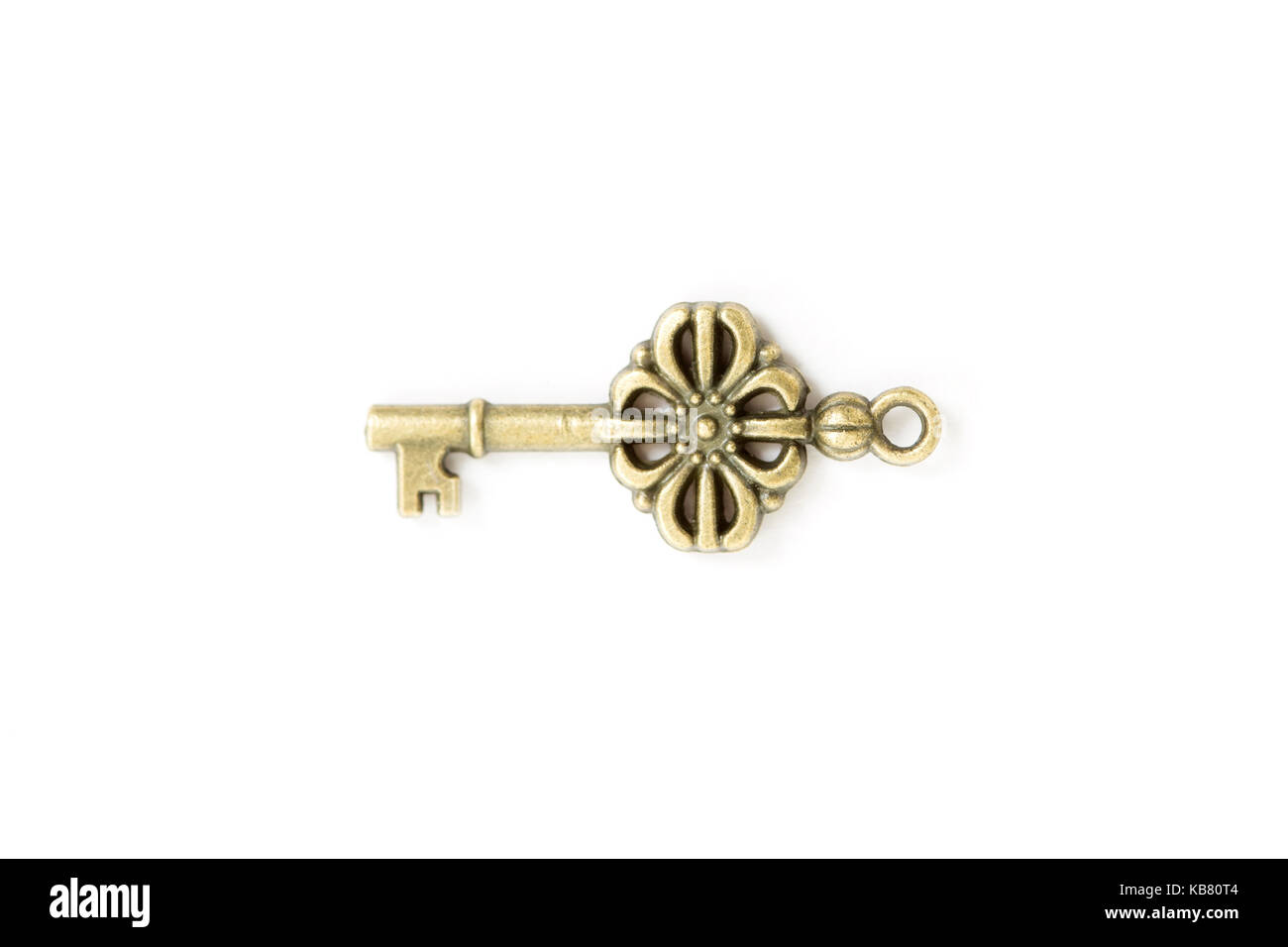 View at vintage metal key isolated on the white background Stock Photo ...