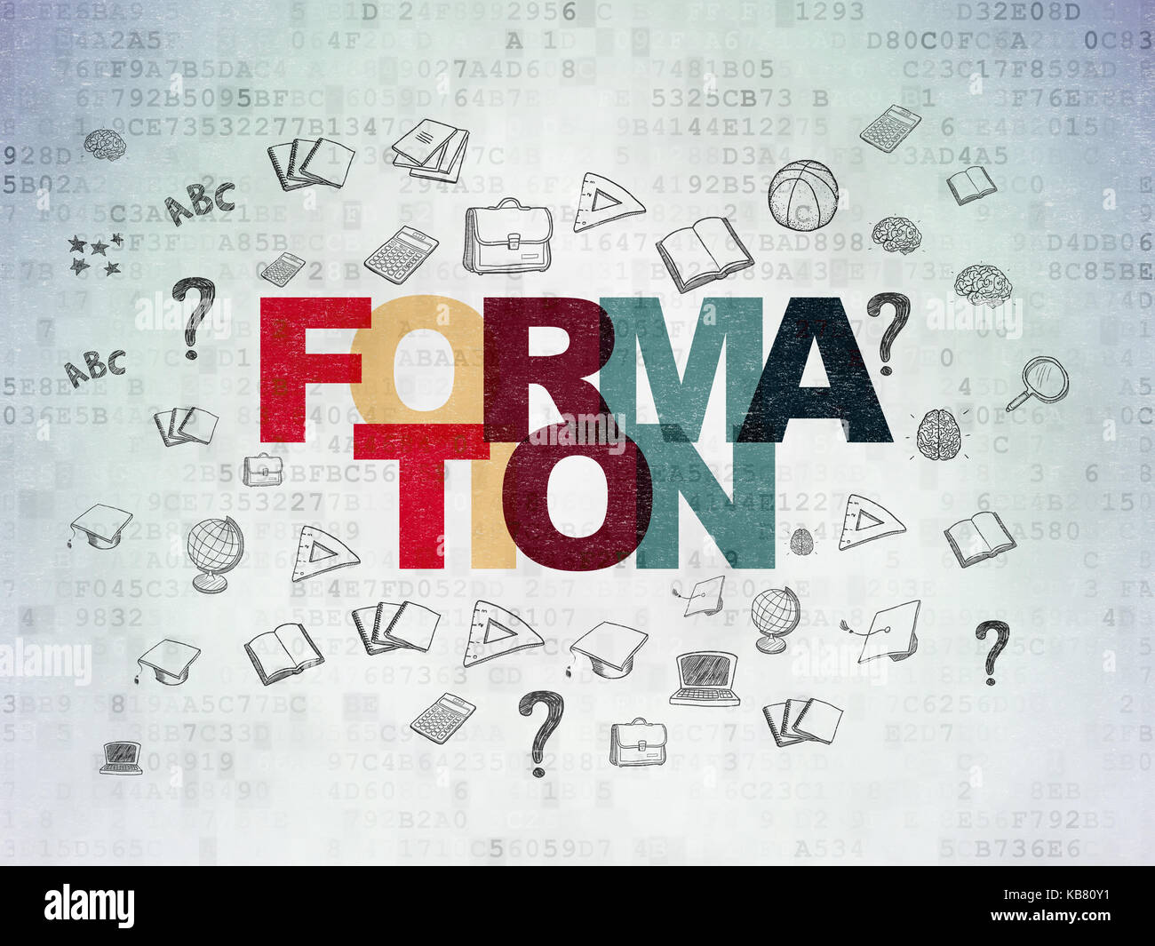 Learning concept: Formation on Digital Data Paper background Stock ...