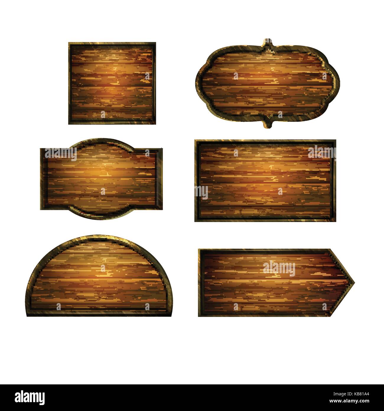 Wooden signs, vector icon set Stock Vector Image & Art - Alamy